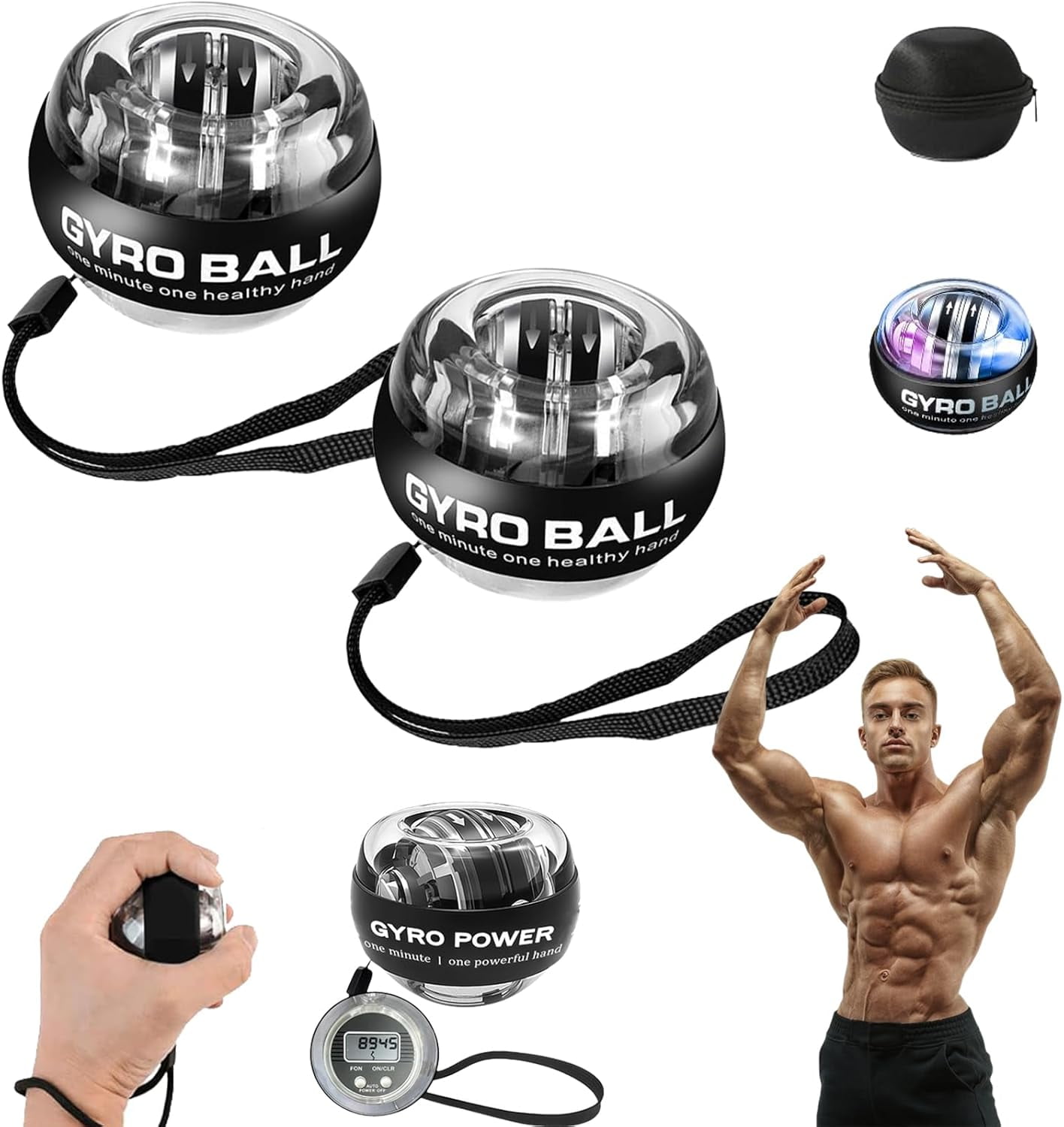 Torqueball Hand Exerciser with Counter, Auto Start Gyro Ball, Torque ...
