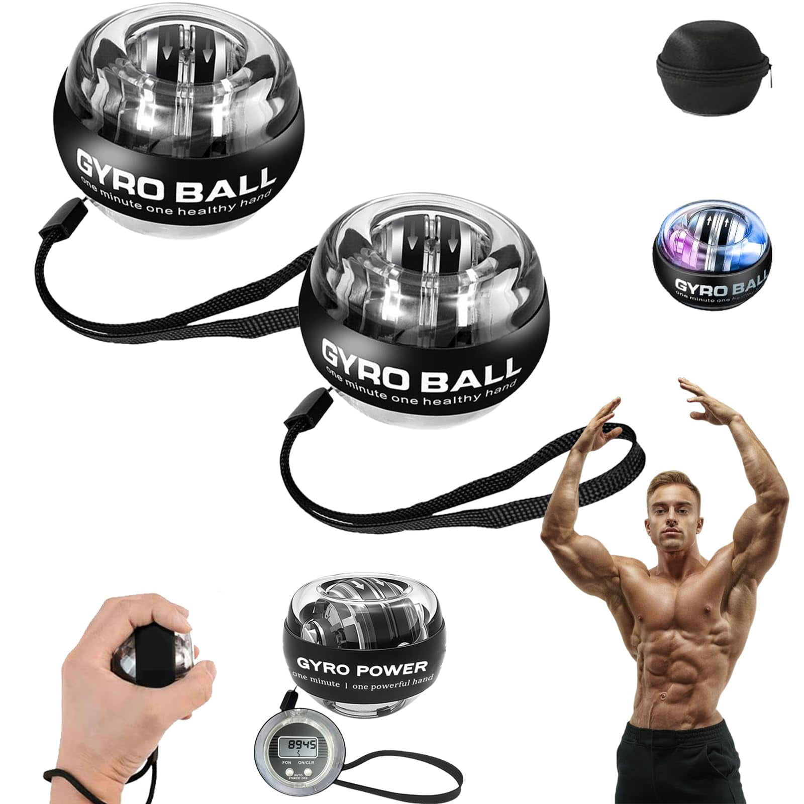 Torqueball Hand Exerciser with Counter, Auto Start Gyro Ball, Torque ...
