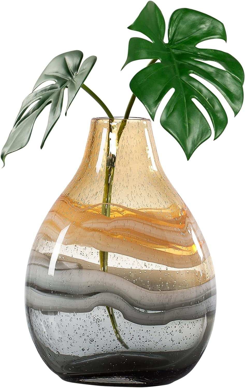 Torre & Tagus 11" Mouth Blown Glass Vase for Home Decor - Large Amber ...