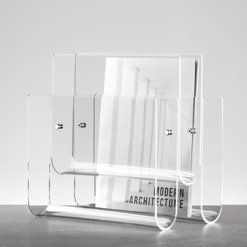 Torre & Tagus Clear Acrylic Magazine Holder - 11.5"x7.5"x11.5" Modern ...