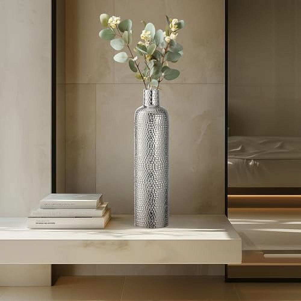 Torre & Tagus Helio Silver Vase for Flowers - 15 Inch Vase with ...