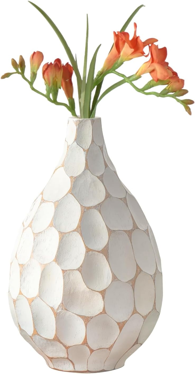 Torre & Tagus Rustic 13 Inch Vase in White/Brown, Large Rustic Vase ...