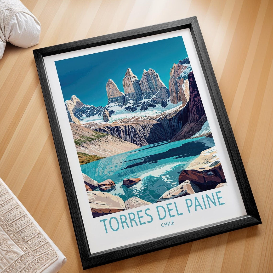 Torres Del Paine Chile Travel Poster, Chile Wall Art Print, Torres ...