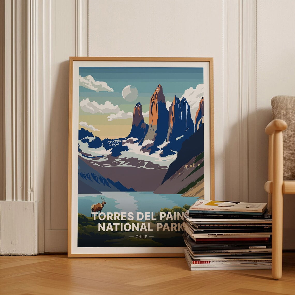 Torres Del Paine Poster, Patagonia National Park Art, Chile Travel Wall ...