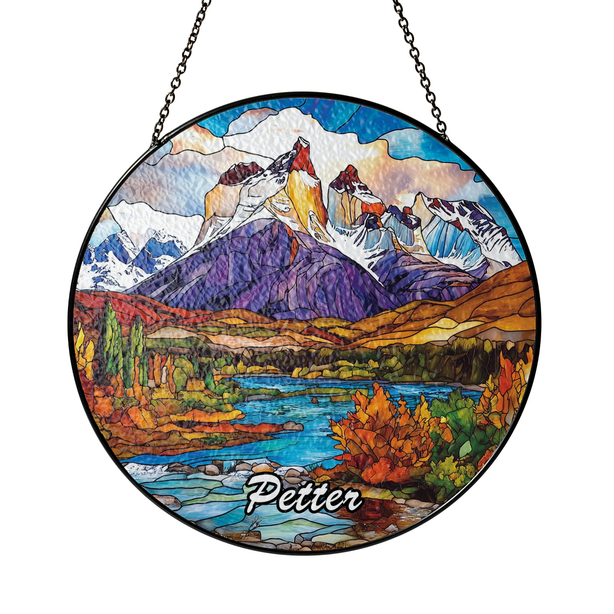 Torres del Paine National Park Stained Glass Suncatcher - Custom Name ...