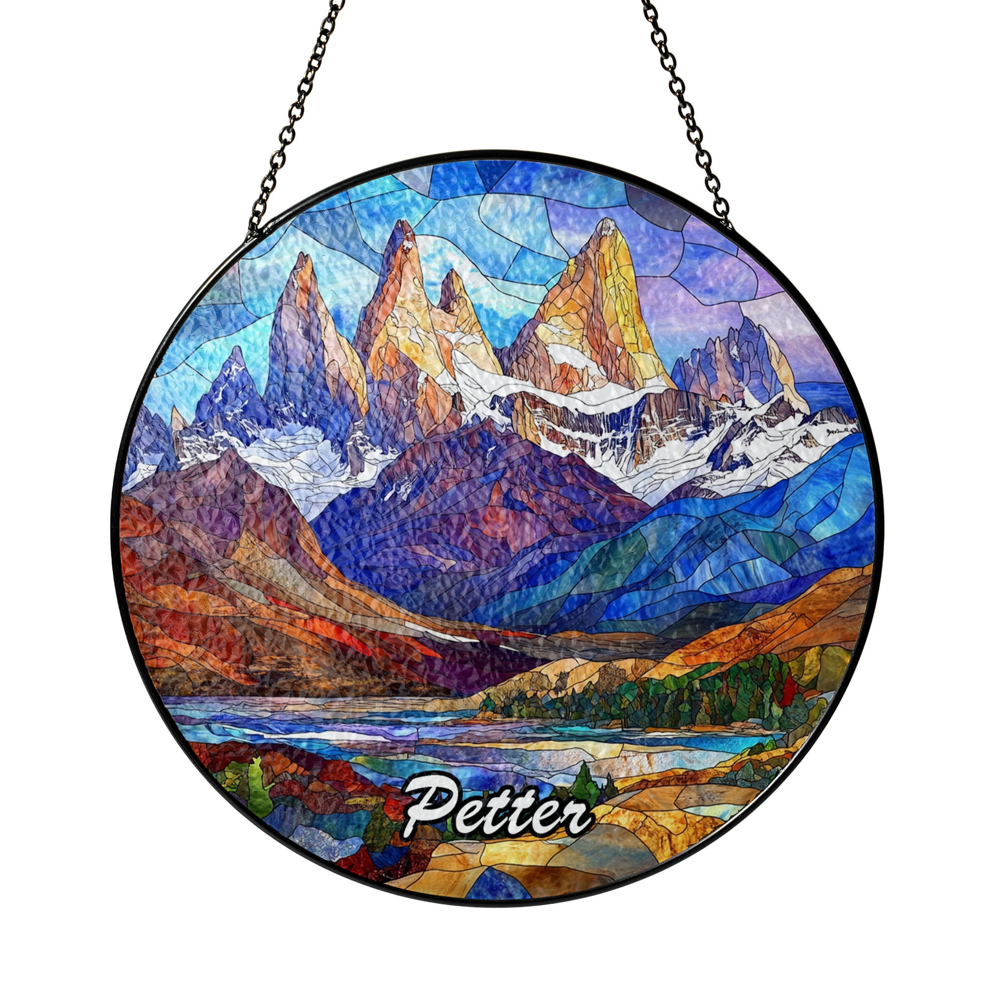 Torres del Paine National Park Stained Glass Suncatcher - Custom Name ...