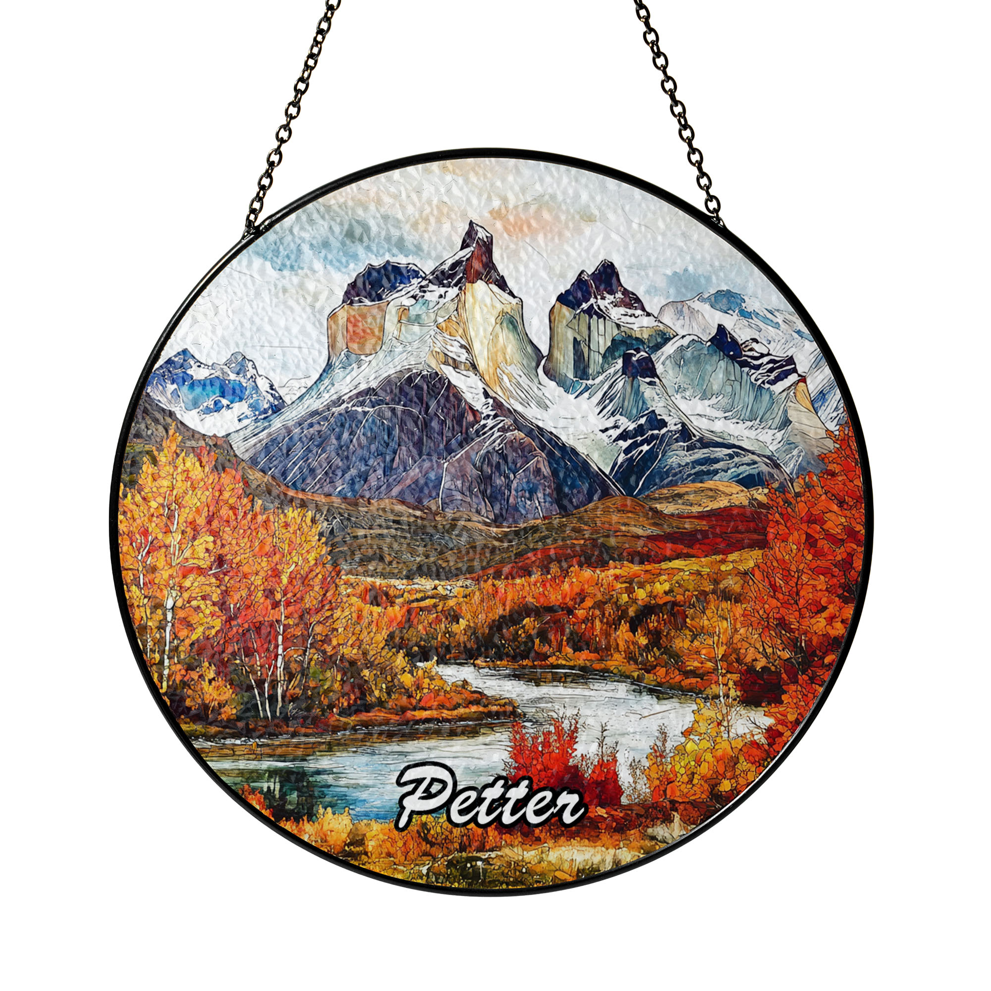Torres del Paine National Park Stained Glass Suncatcher - Custom Name ...