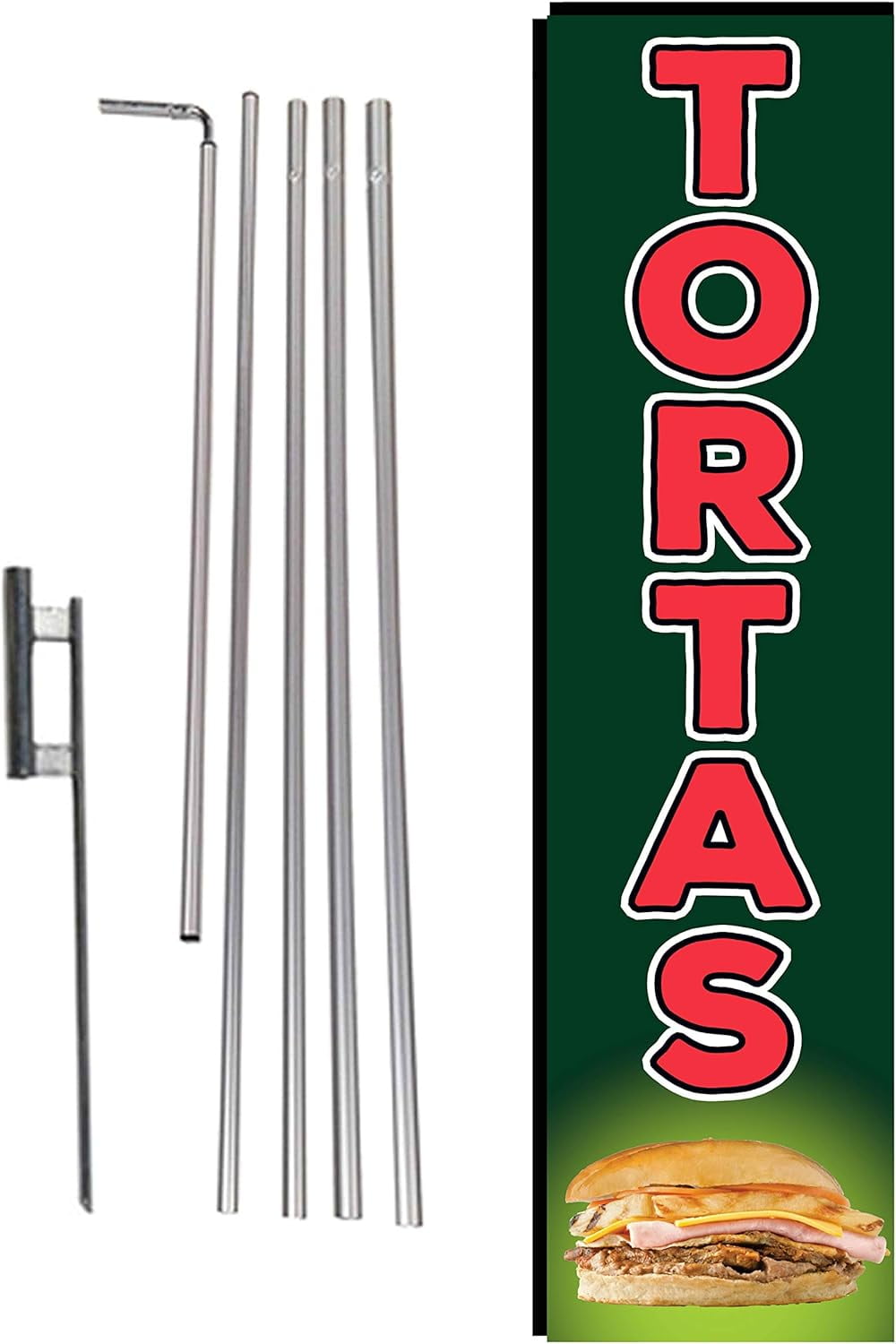 Tortas Mexican Food Rectangle Feather Banner Flag with Pole Kit and ...
