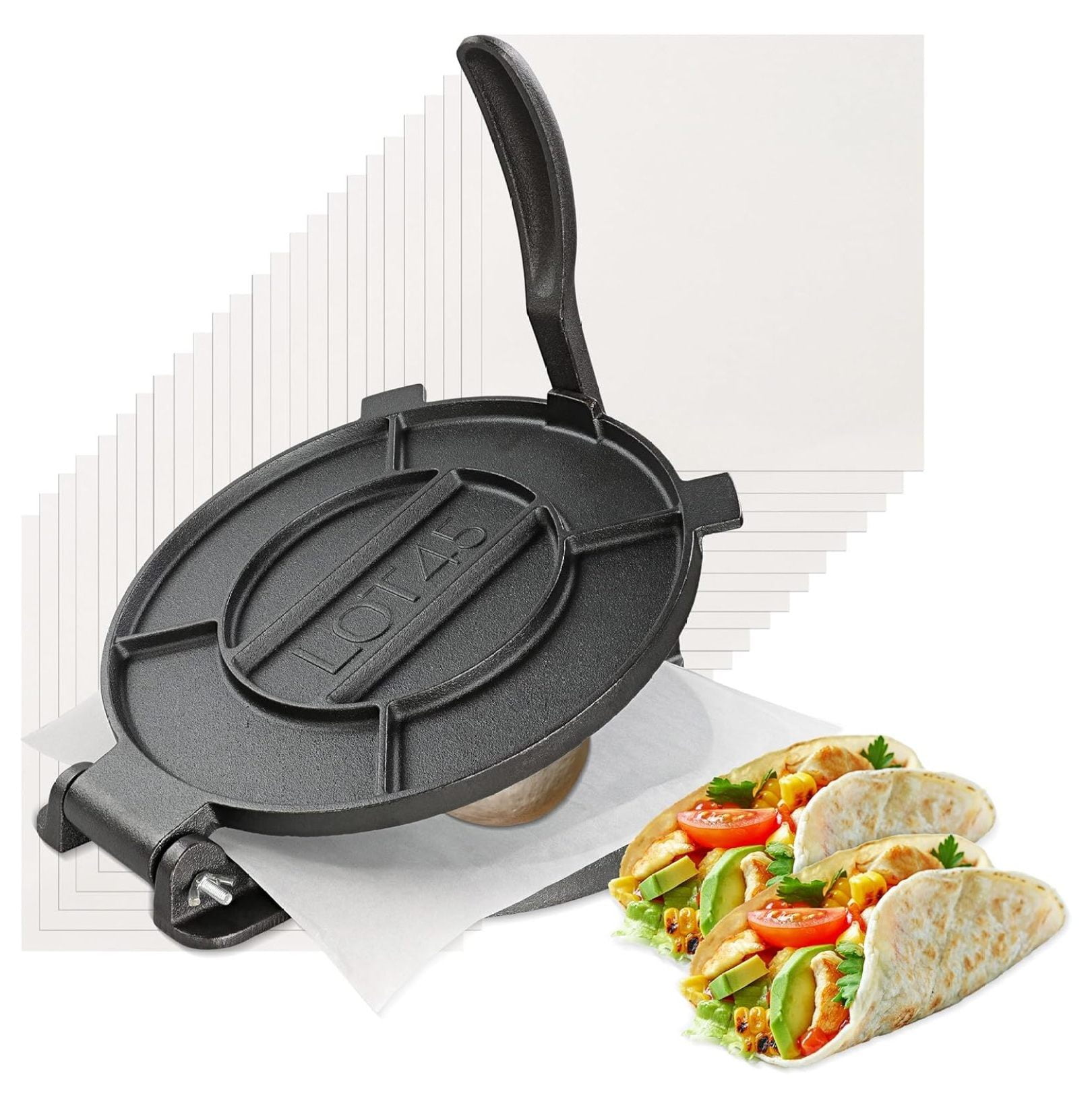 Tortilla Press 10 inch - Cast Iron Manual Roti Maker Dough Press for ...