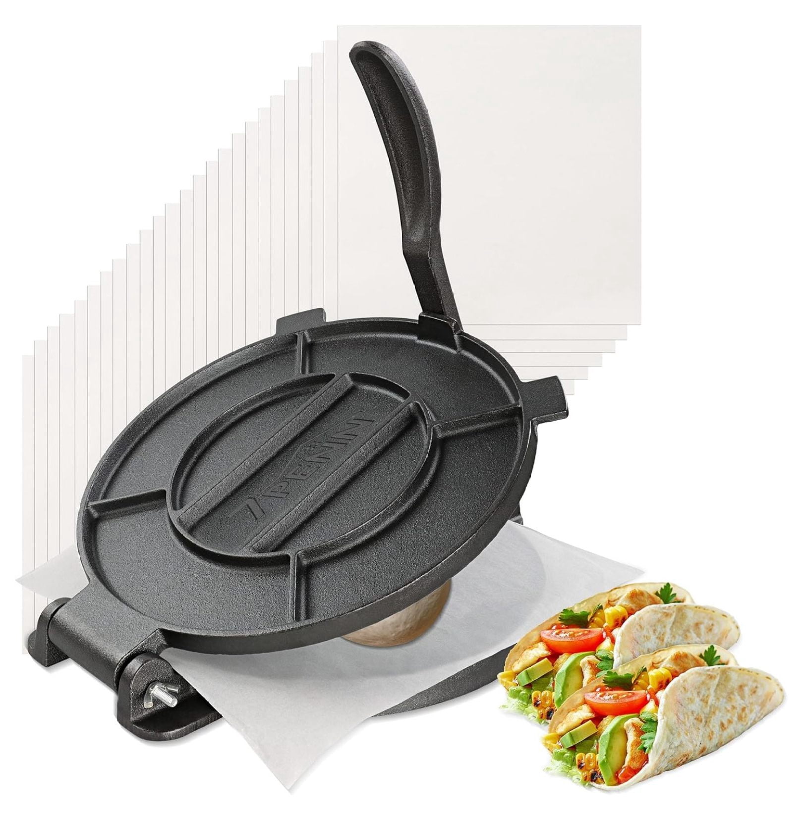 Tortilla Press 12 inch - Cast Iron Manual Roti Maker Dough Press for ...