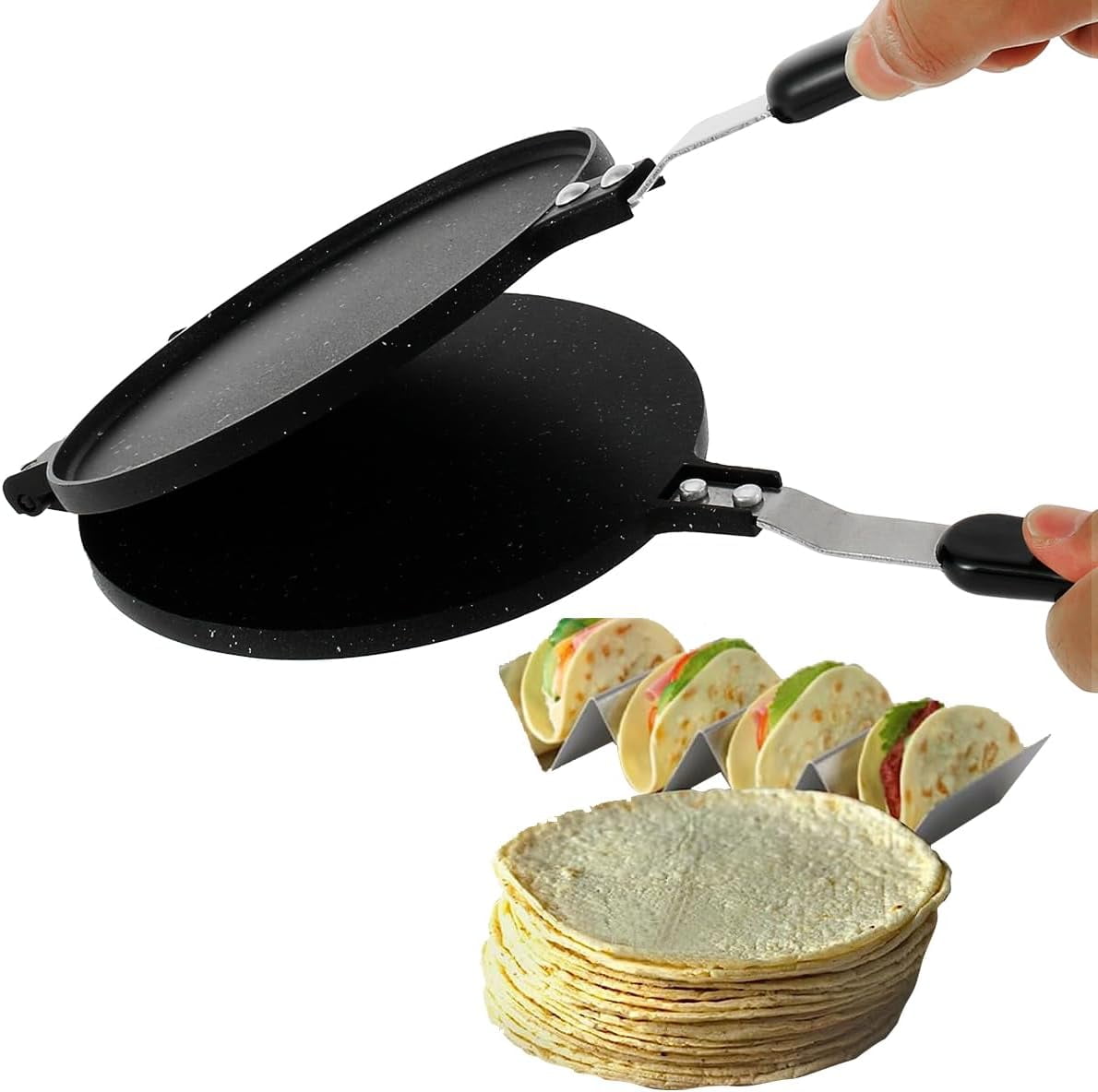 Tortilla Press Pan, Non-Stick Flour Tortilla Press, Heavy-Duty Aluminum ...