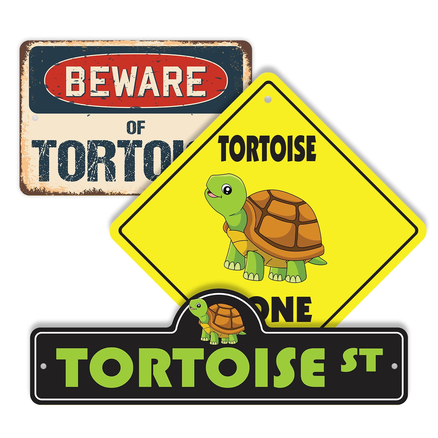Tortoise (3 Pack) Large Plastic Street Sign Crossing Sign Warning Sign ...