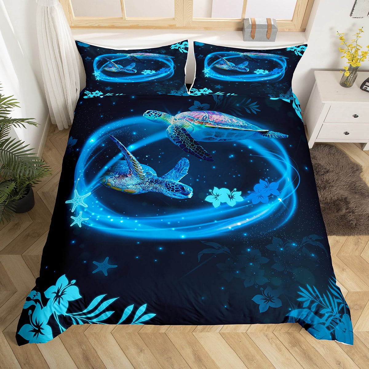 Tortoise Bdding Set Queen Size, Sea Turtle Ocean Life Duvet Cover Gifts ...