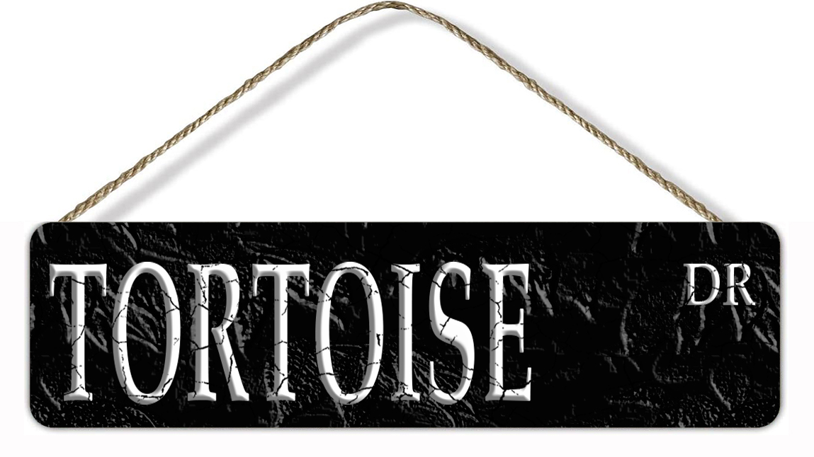 Tortoise Dr Street Wooden Hanging Sign Plaque With Rope Wall Home Decor ...
