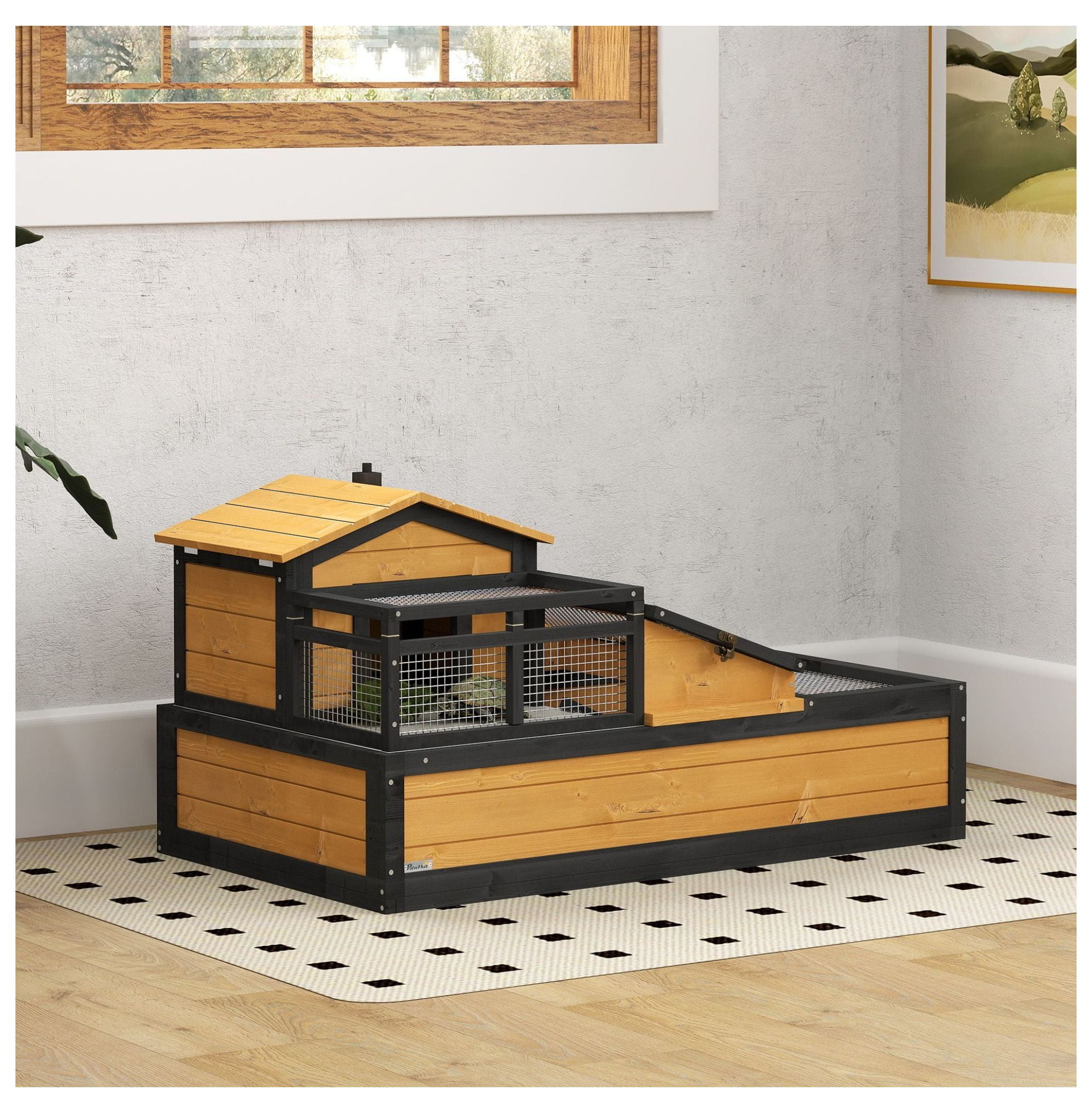 Tortoise Habitat House, 3-Room Tortoise Cage with Balcony & 2 Stories ...