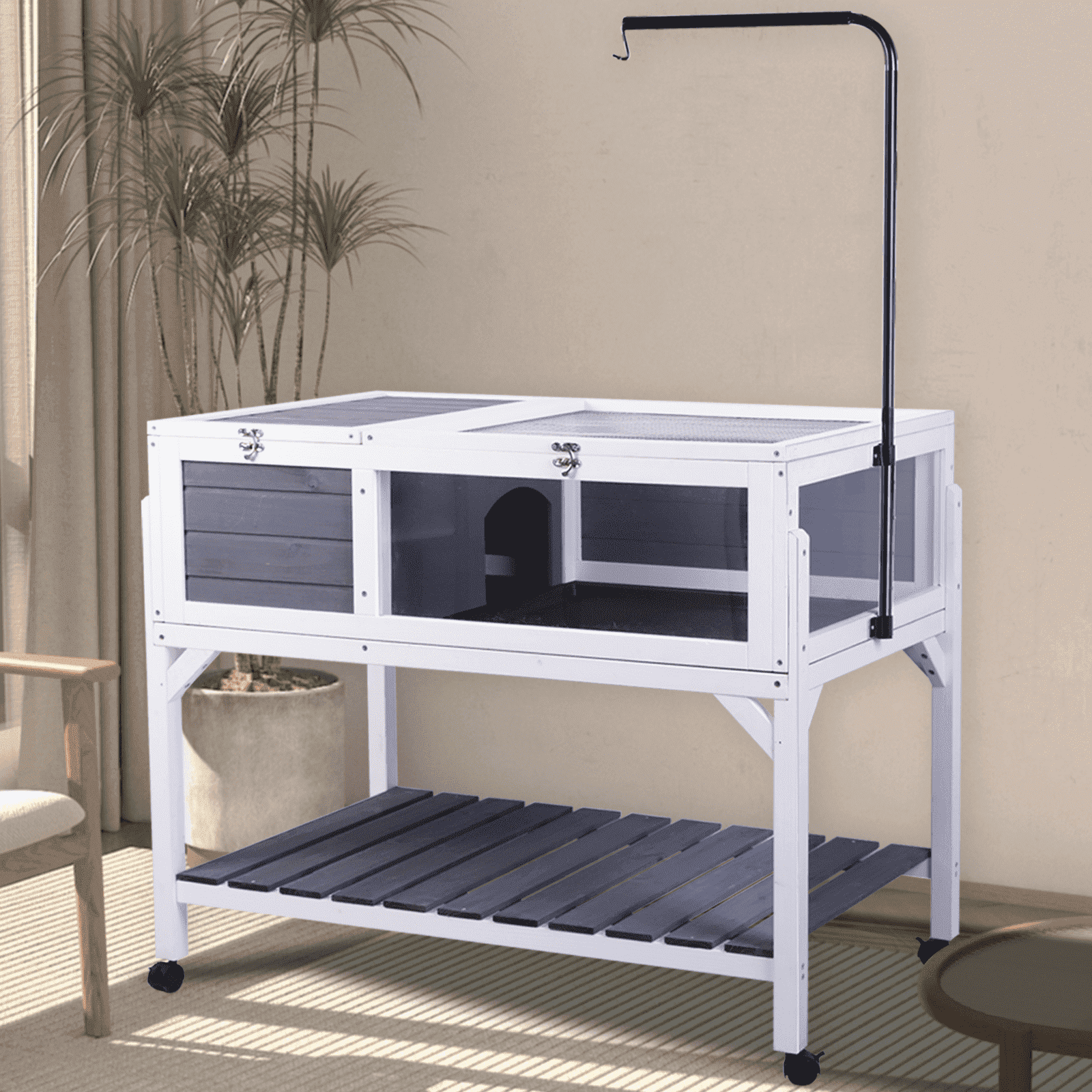 Tortoise Habitat with Legs and Wheels,Fixed Tray Openable Roof,Indoor ...