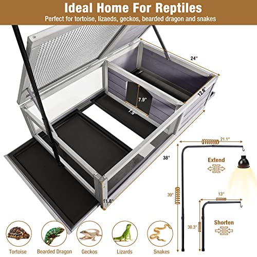 Tortoise House Habitat, Wooden Tortoises Enclosure Indoor Turtle Home ...