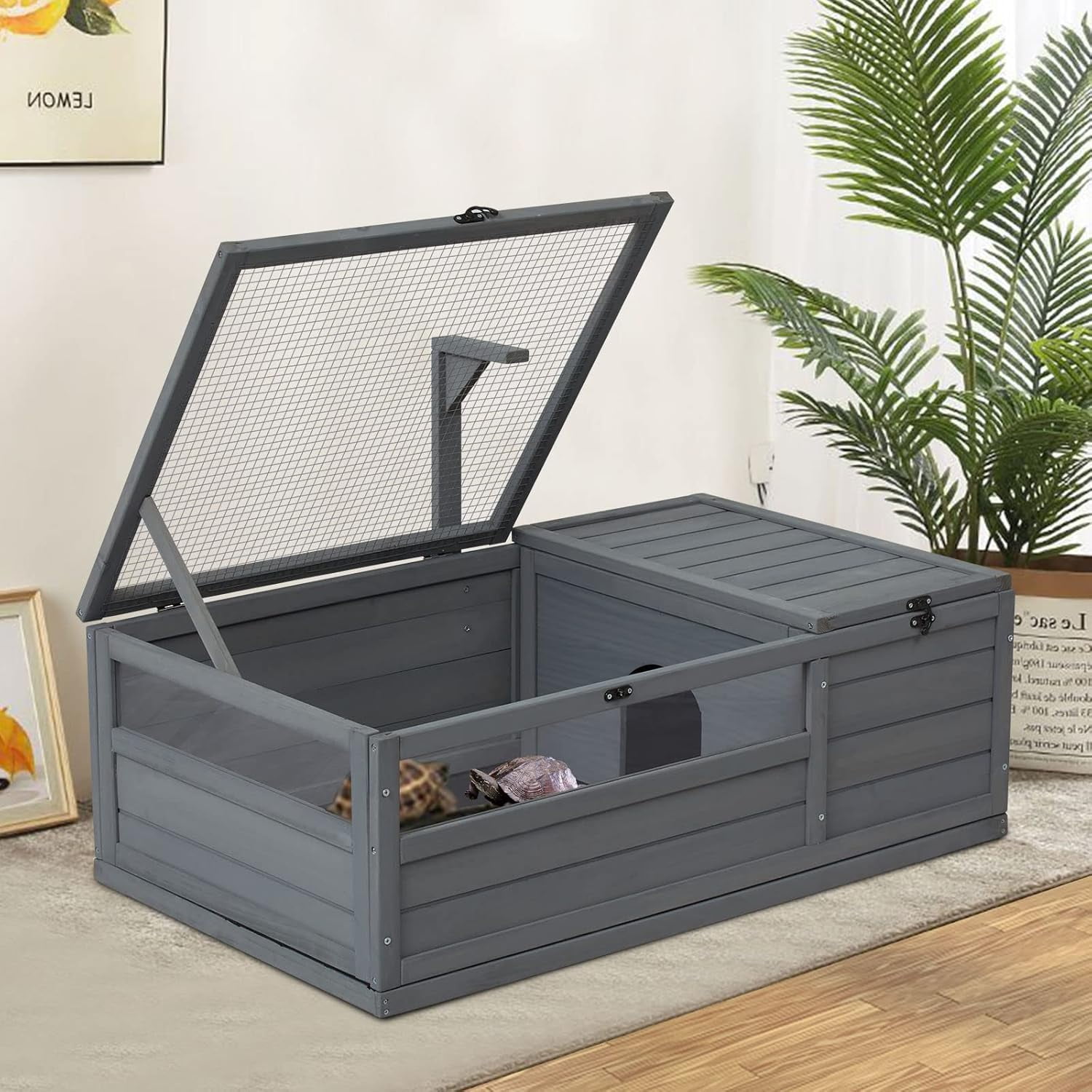 Tortoise House Large Wooden Turtle Habitat Enclosure for Small Animals ...