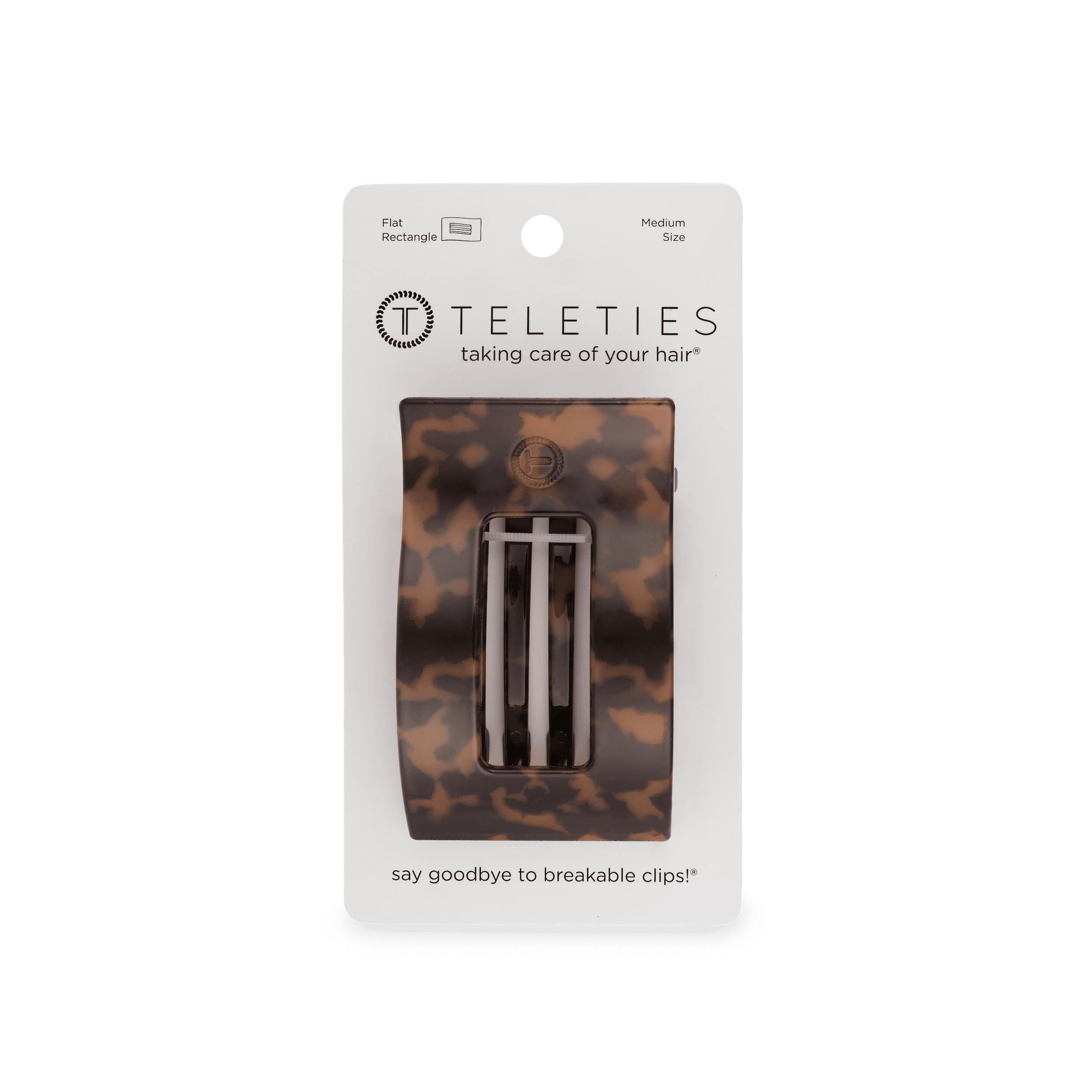 Teleties Flat Rectangle Hair Clip, Tortoise, Medium - Walmart.com