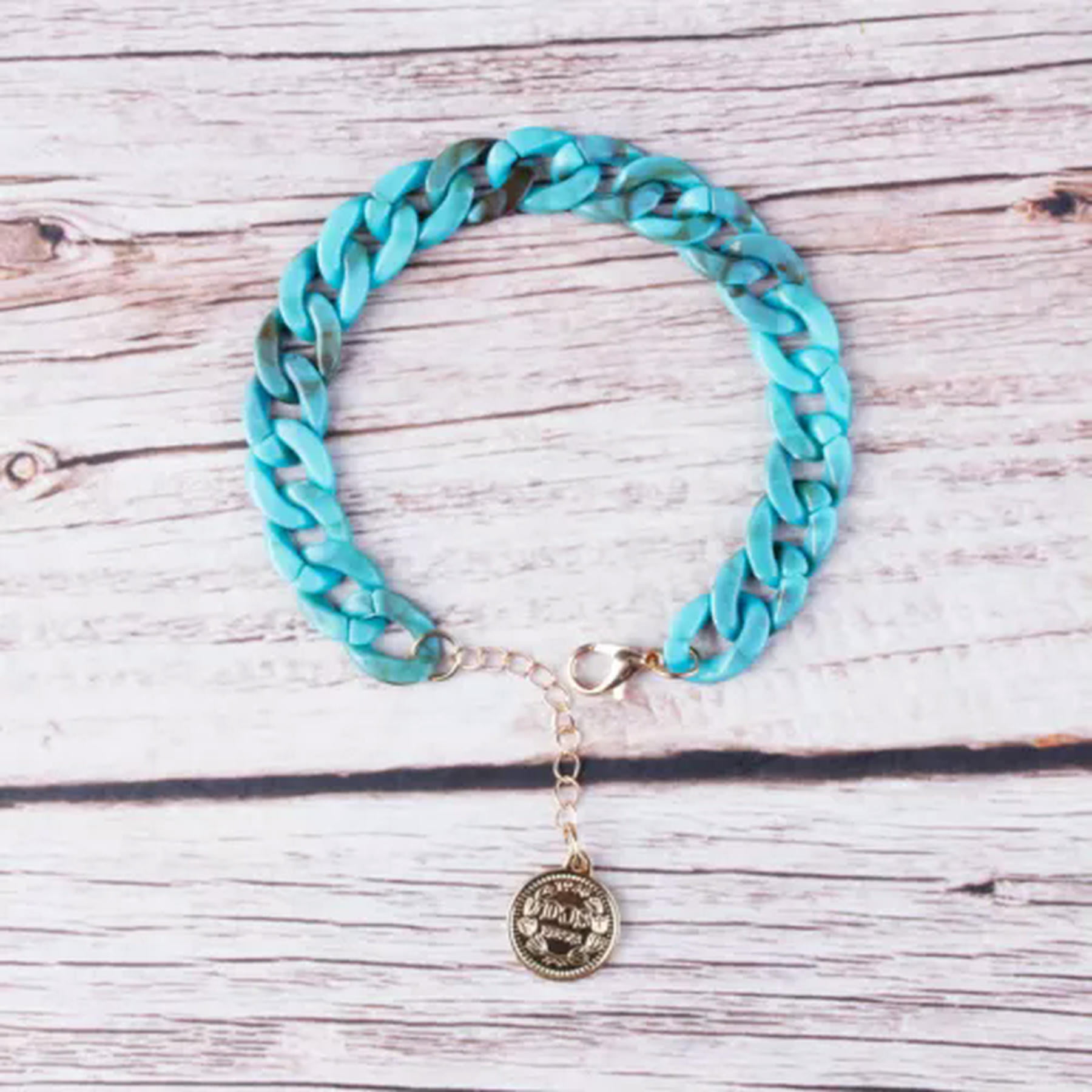 Tortoise Shell Acrylic Flat Cuban Link Chain Bracelet for Girls Pretty ...