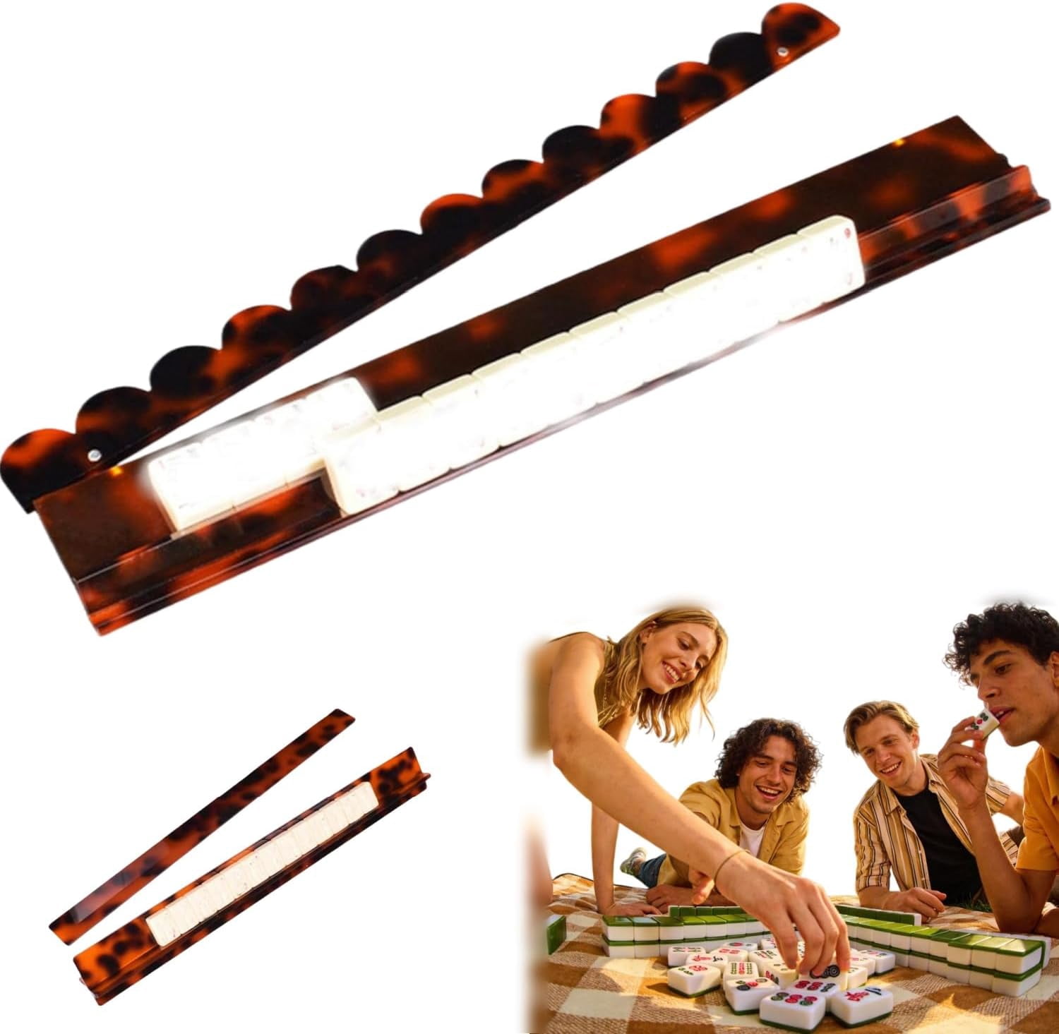 Tortoise Shell Acrylic Mahjong Rack Set with Fully Detachable Magnetic ...