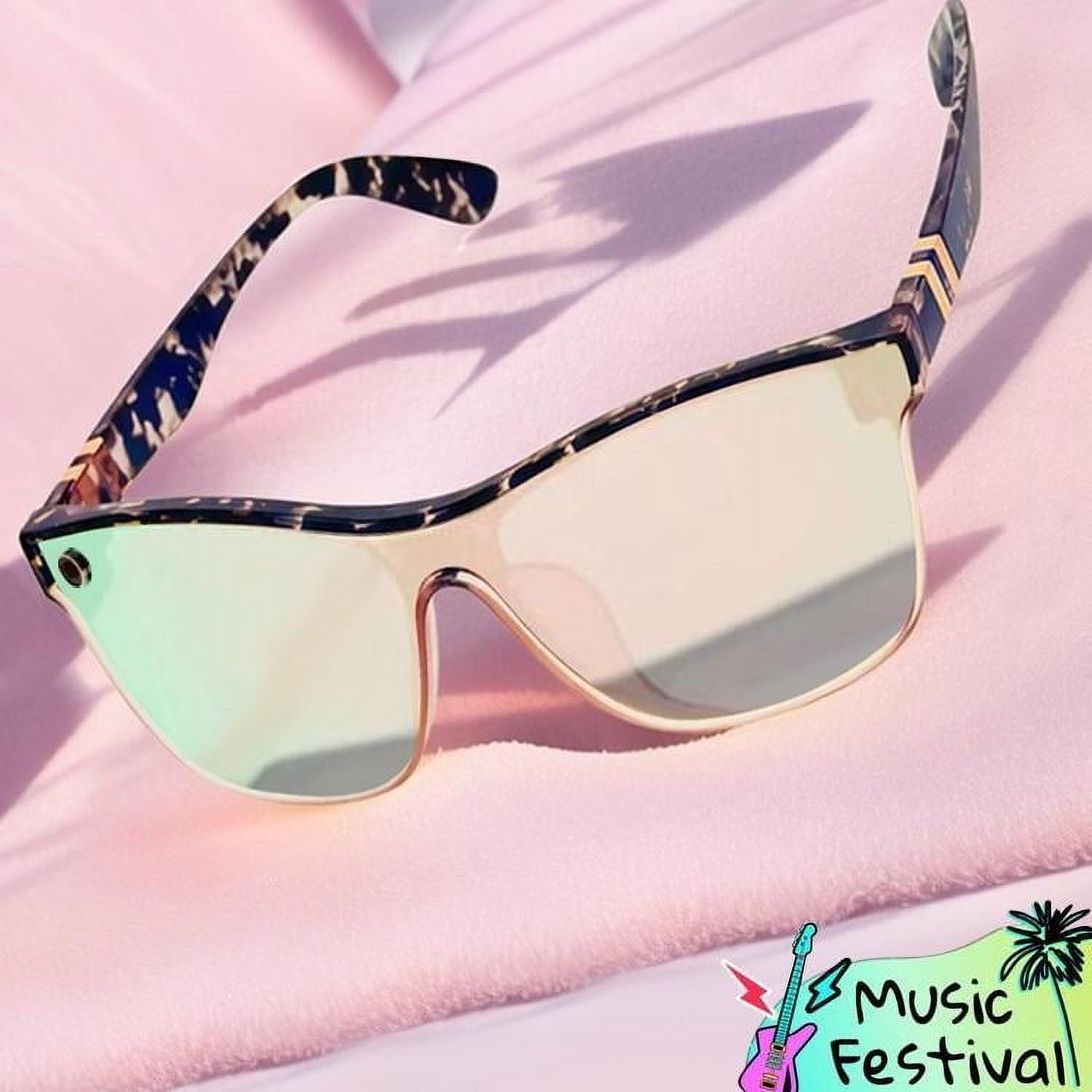 Tortoise Shell Pattern Flat Top Sunglasses for Women, Sun Protection ...