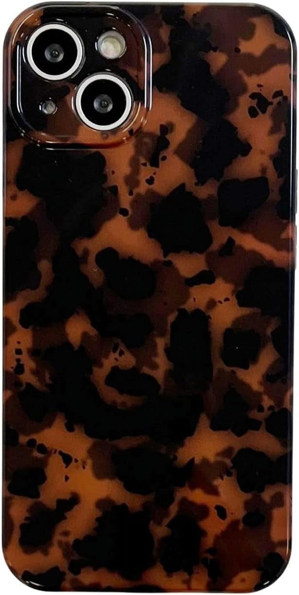 Tortoise Shell Retro Phone Case Compatible with iPhone 13 Pro Max Chic Amber Brown Leopard ...