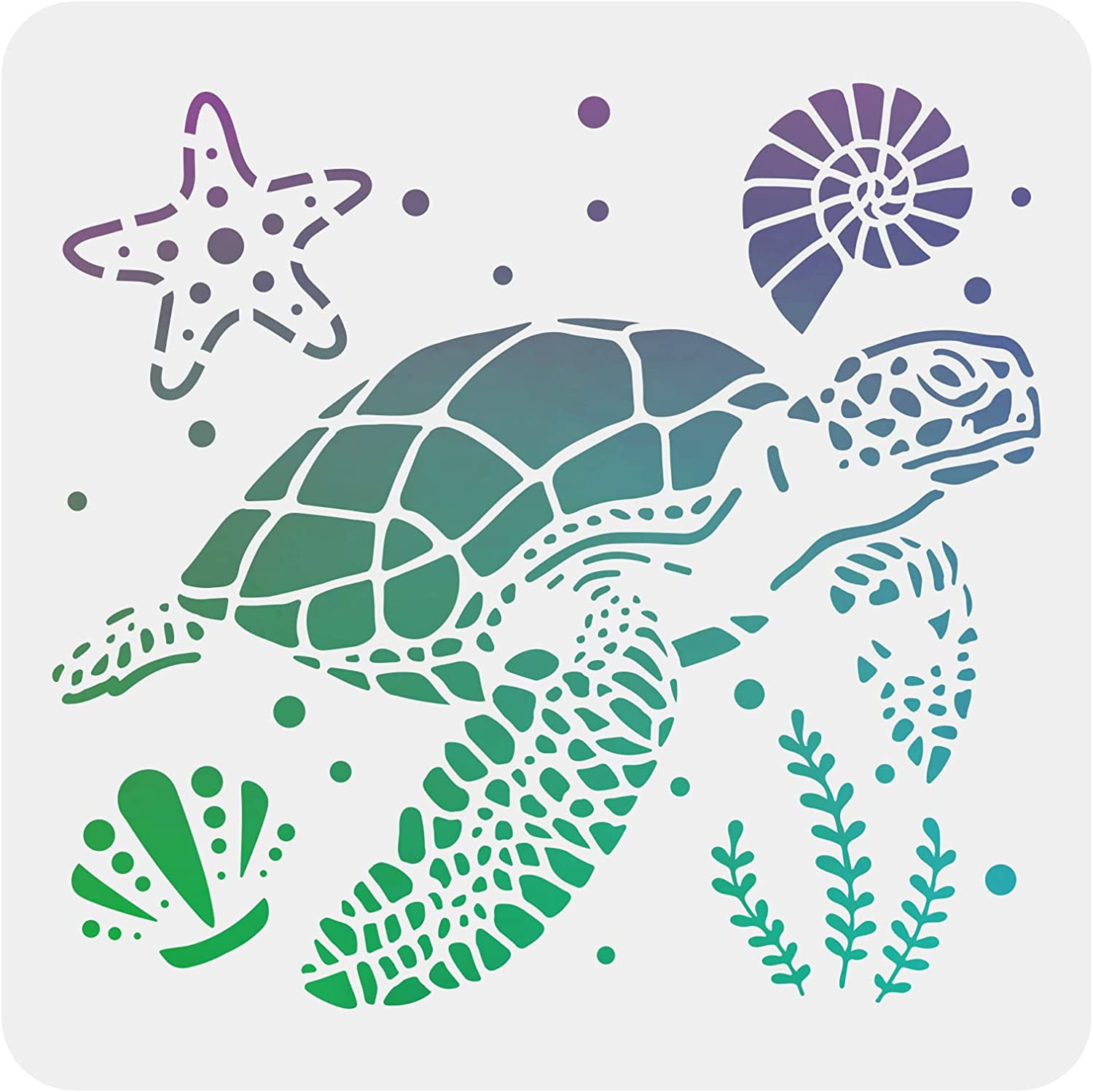 Tortoise Stencils 11.8x11.8 inch Sea Animal Templates Plastic Starfish ...