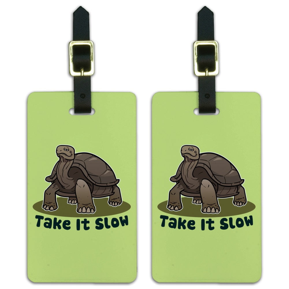 Tortoise Take It Slow Turtle Luggage ID Tags Suitcase Carry-On Cards ...