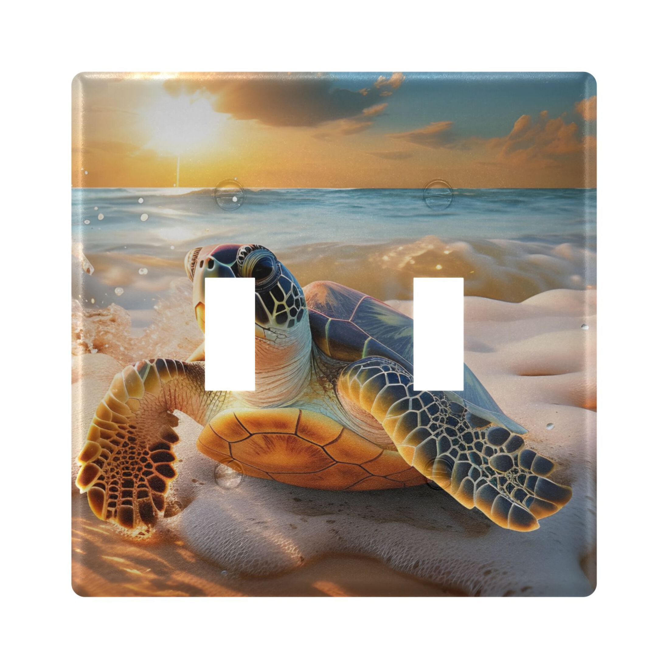 Tortoise Turtle on Beach Light Switch Plate Covers 2 Gang Wall Plate ...