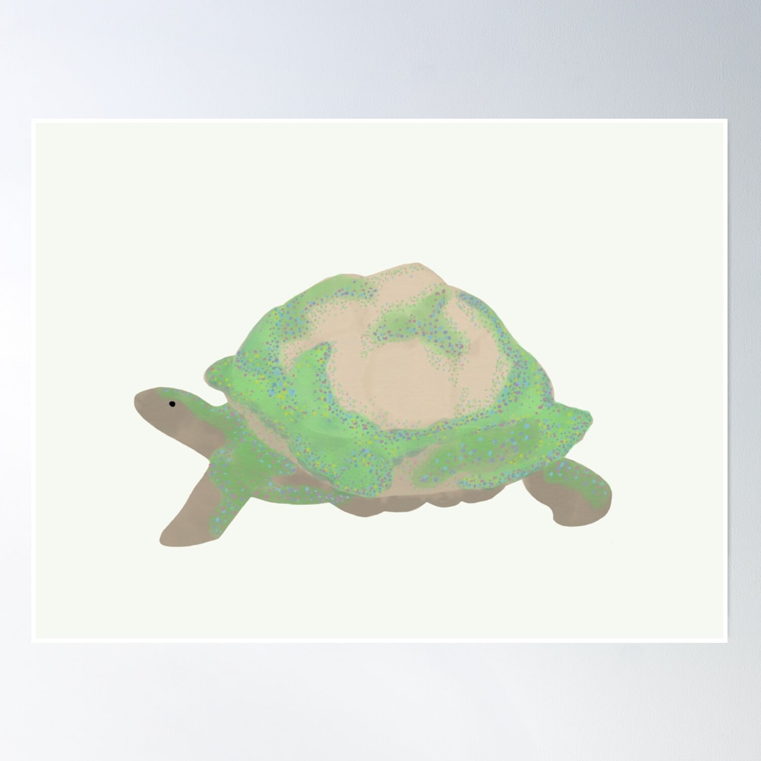 Tortoise With Moss Flowers By Jennifer Star Poster Wall Art, Modern ...