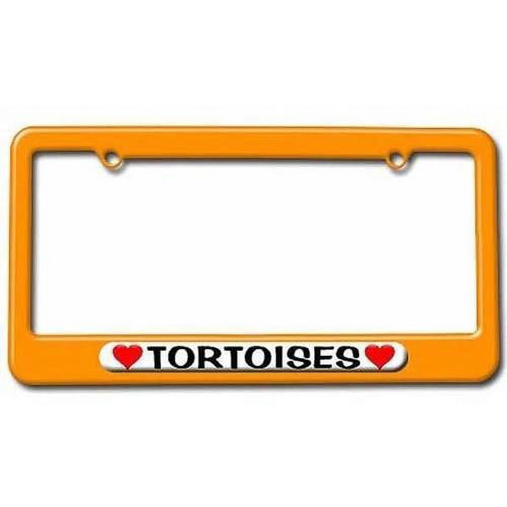 Tortoises Love with Hearts License Plate Tag Frame, Orange Color ...