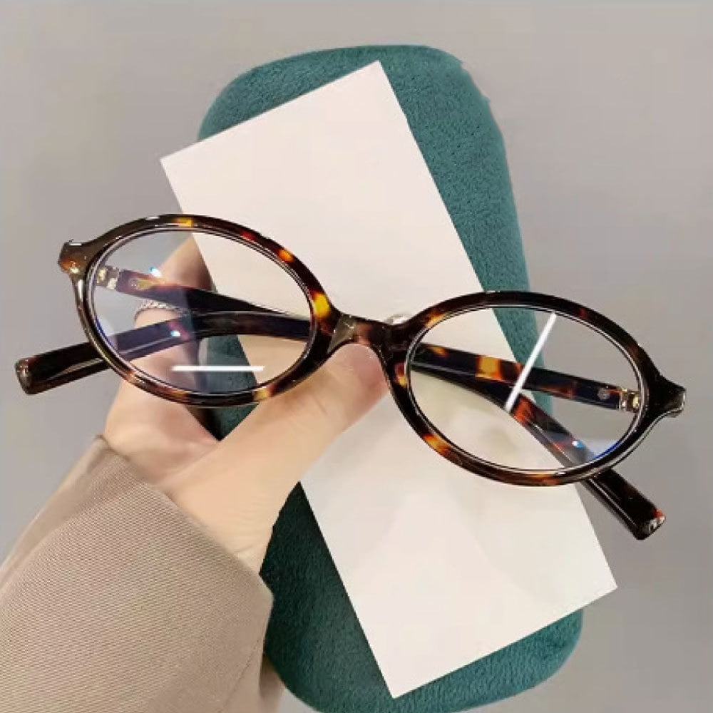 Tortoiseshell Anti-blue Light Reading Glasses +3.50 Oval Plastic ...