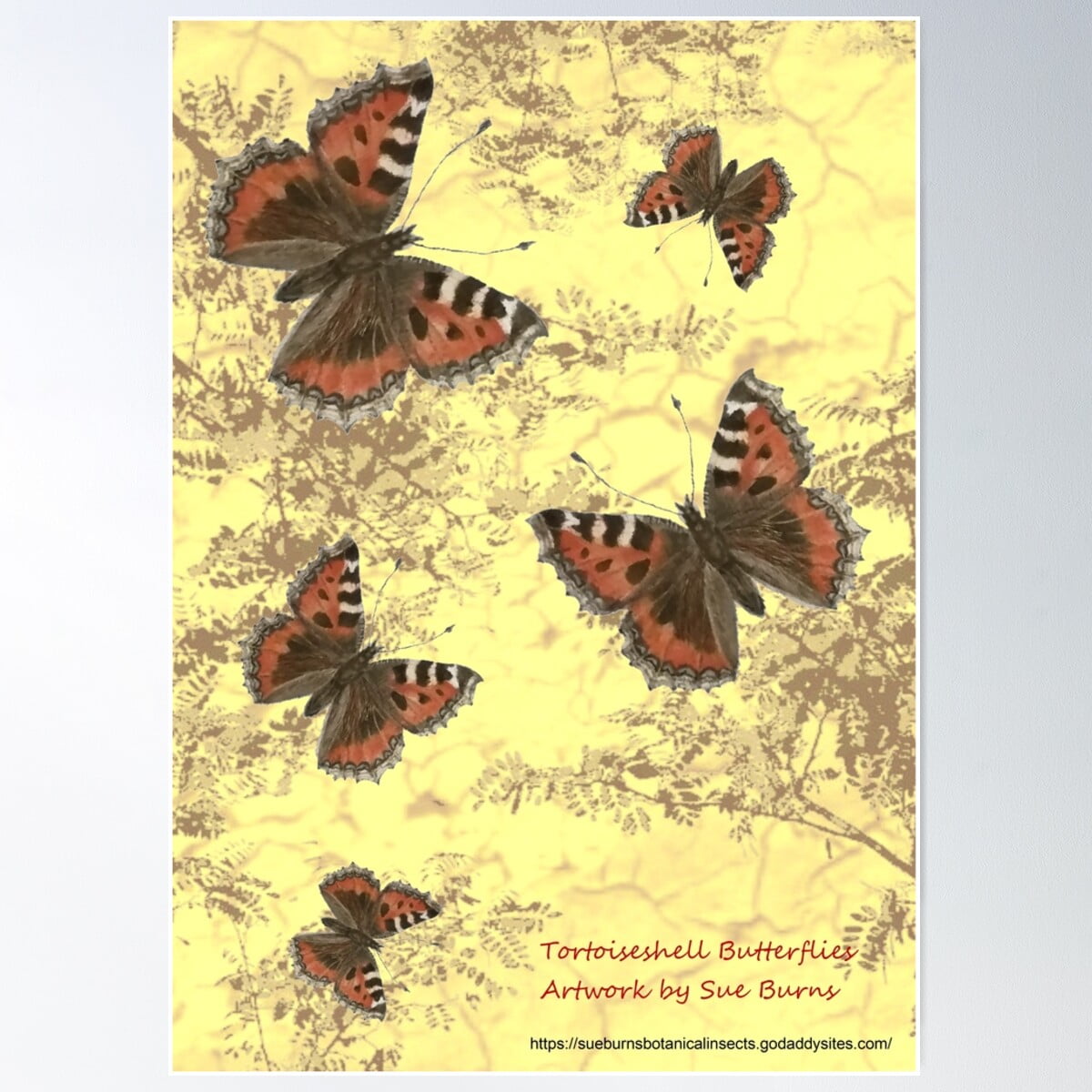 Tortoiseshell Butterflies Poster Wall Art, Modern Wall Decor For Living ...