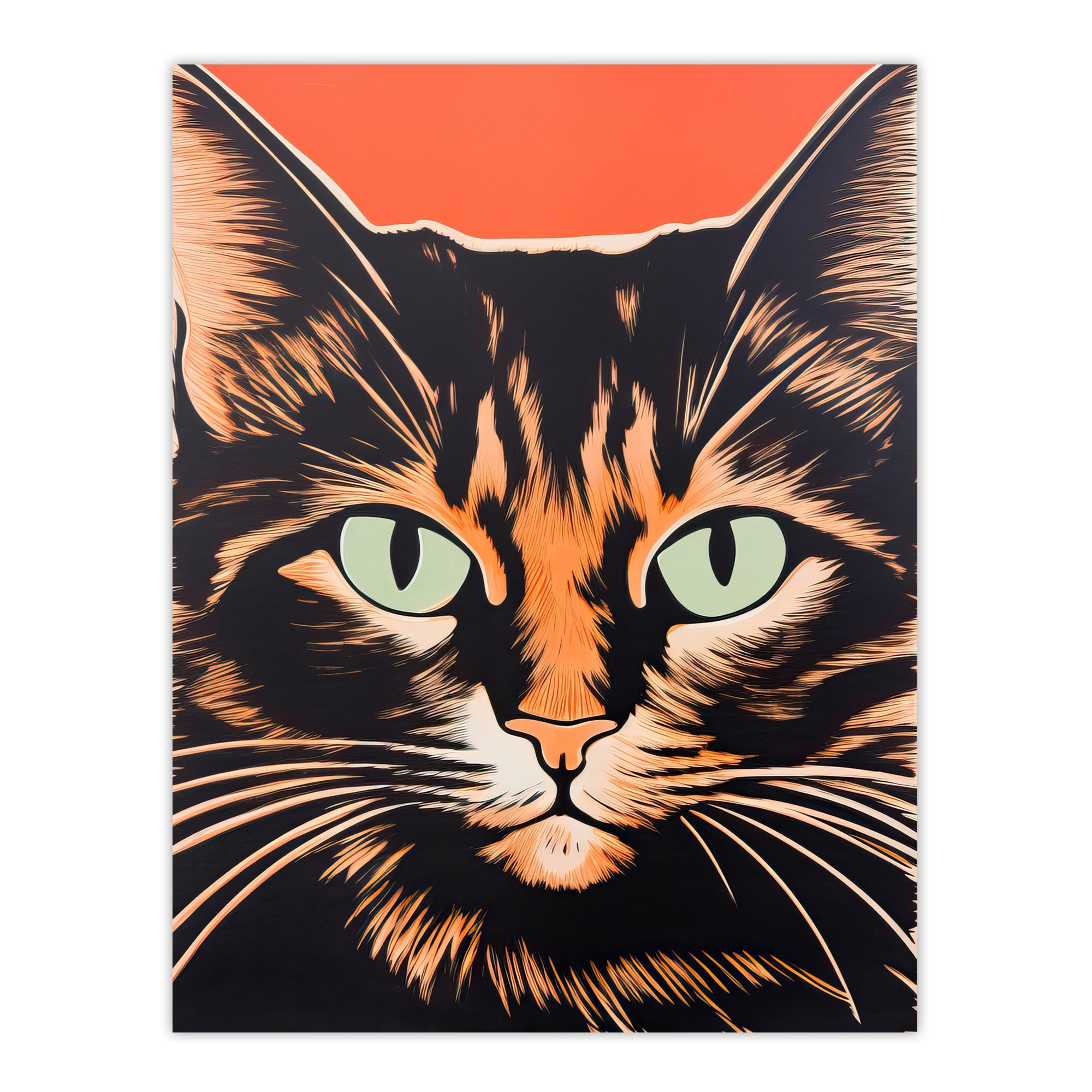 Tortoiseshell Cat Screen Print Risograph Artwork Spot Block Colour ...