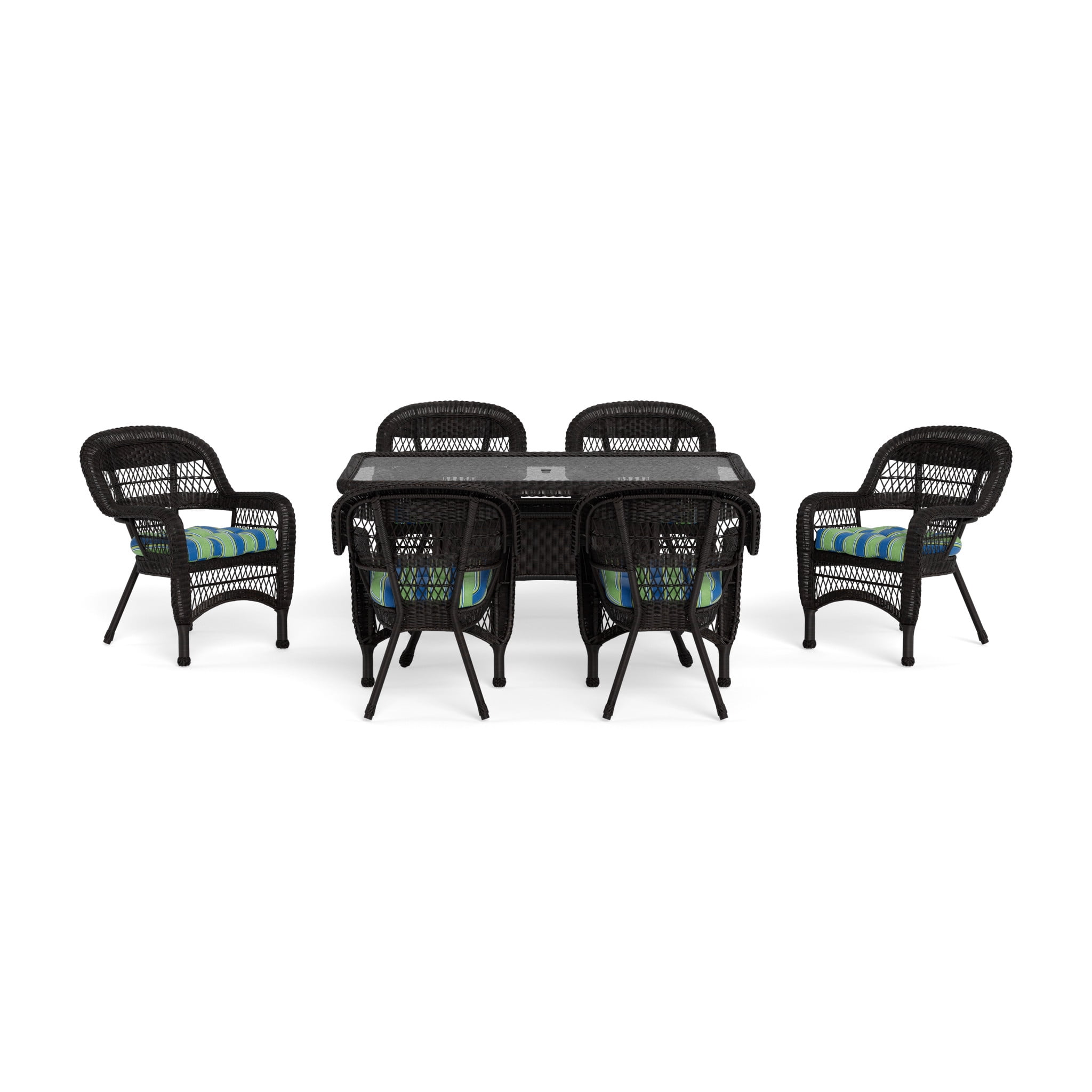 Tortuga Portside 7 Piece Patio Dining Set - Dark Roast Wicker with ...