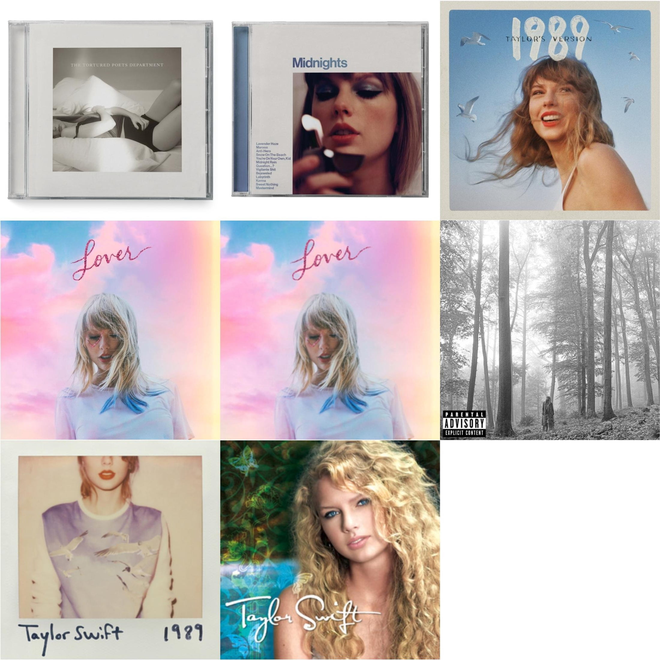Folklore (X) & Midnights (X) (Moonstone Blue CD) & 1989 (Taylor's ...