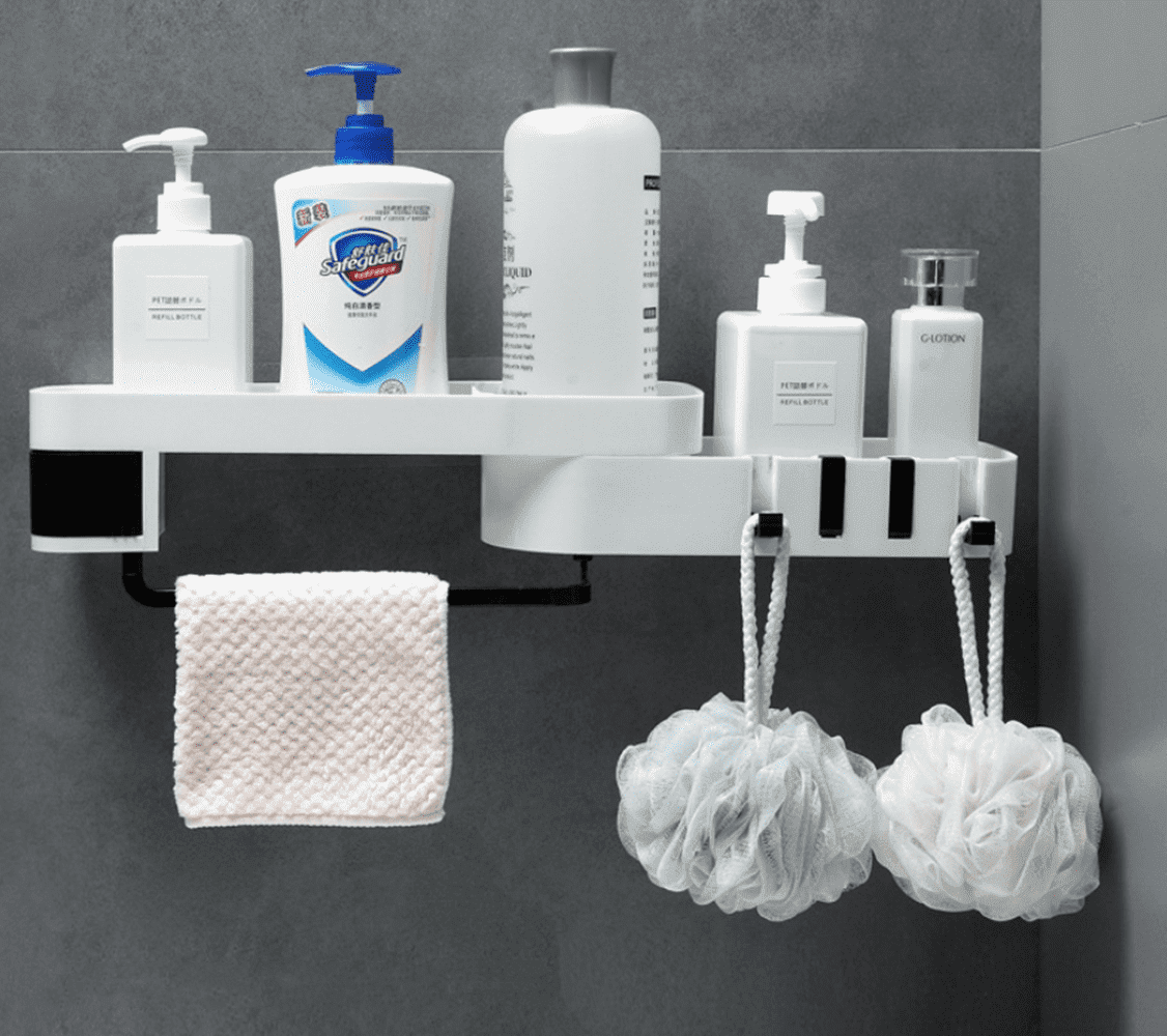 GIXUSIL 13.4inch Rotating Bathroom Wall Mount Shower Shelf , Self ...