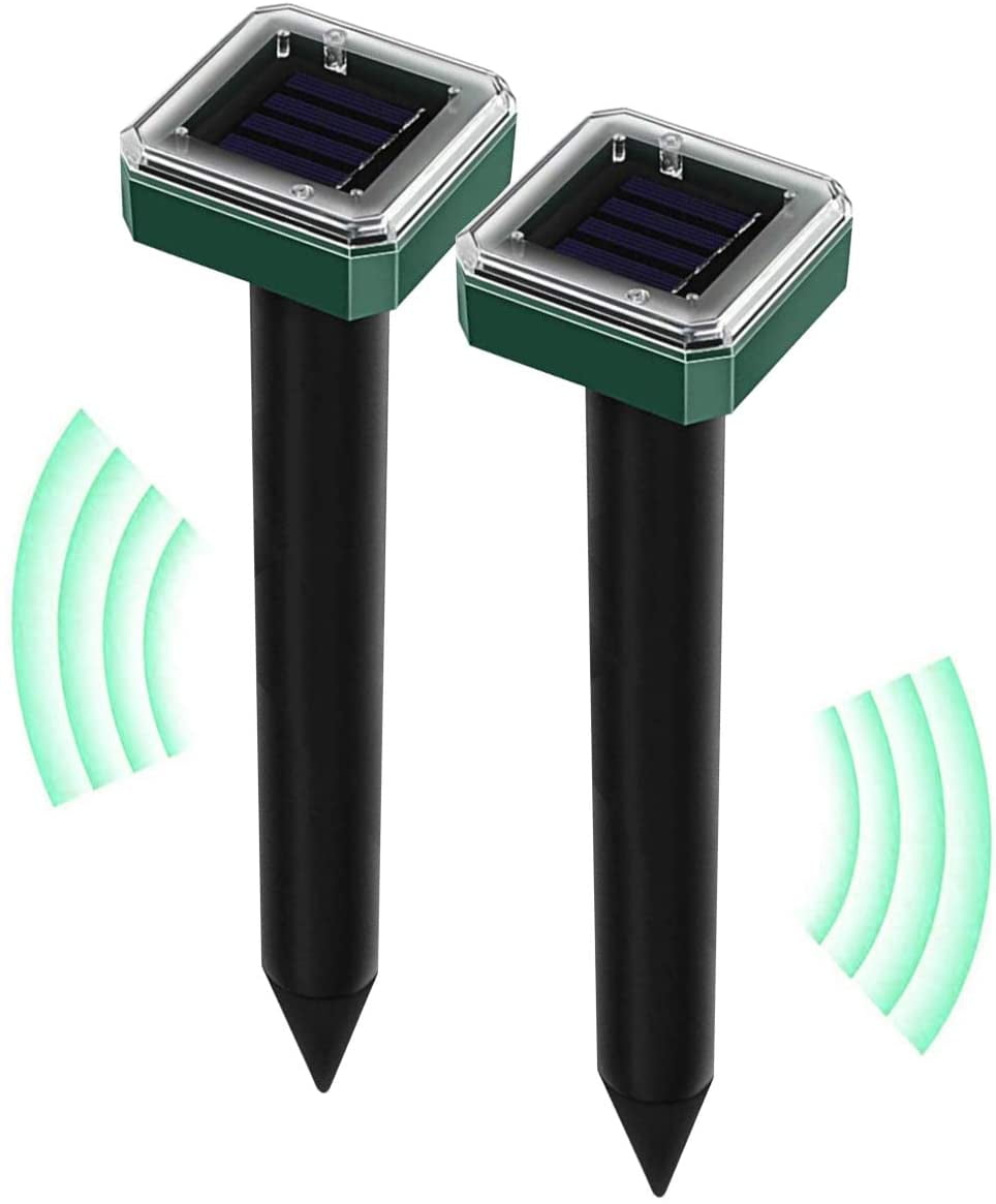 GIXUSIL 2 Pcs Solar Mole Repellent, Solar Powerd Ultrasonic Pest ...