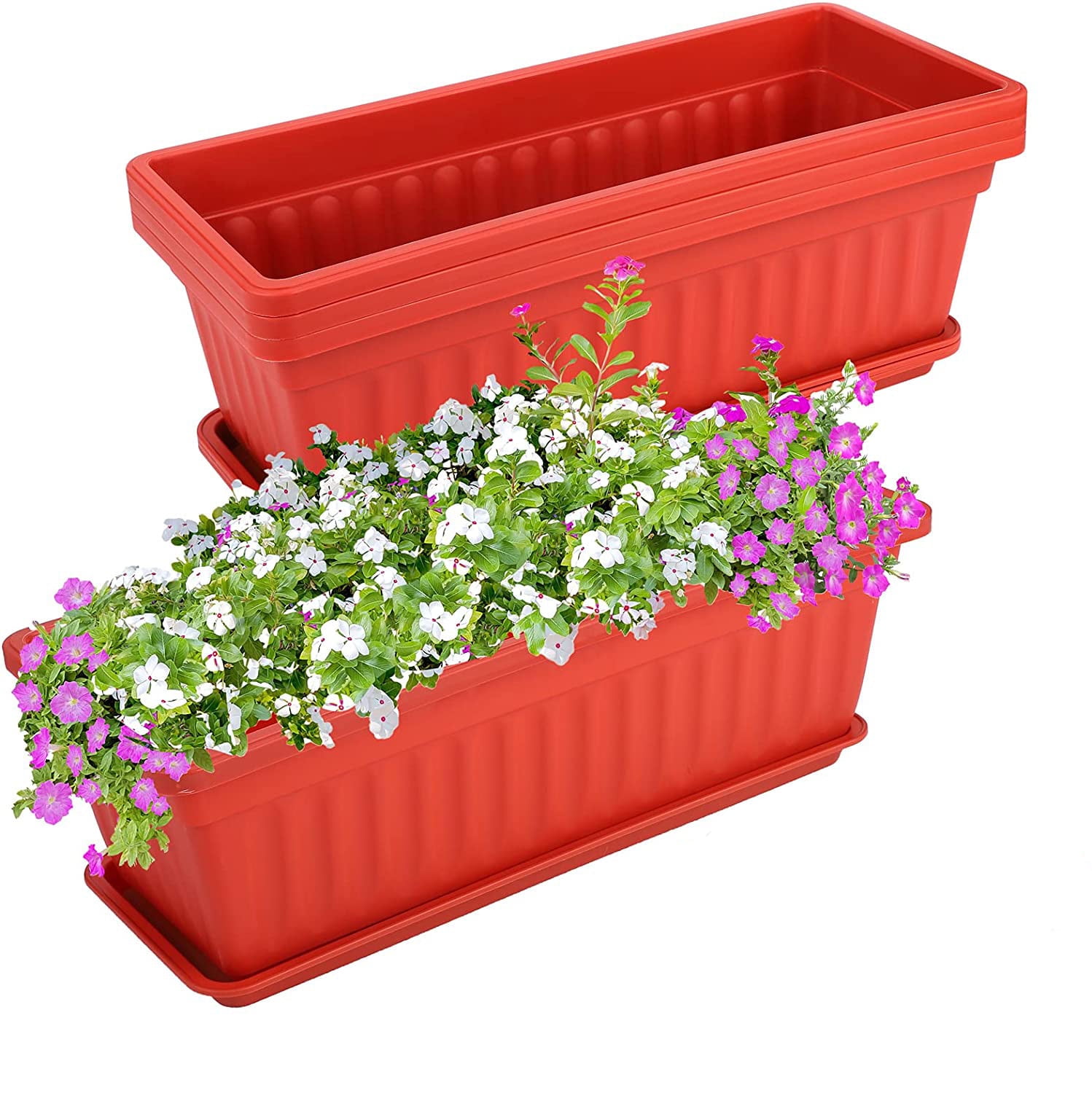 GIXUSIL 3 Pack A Flower Pot Planters 17 Inches Plastic Vegetable Plant ...