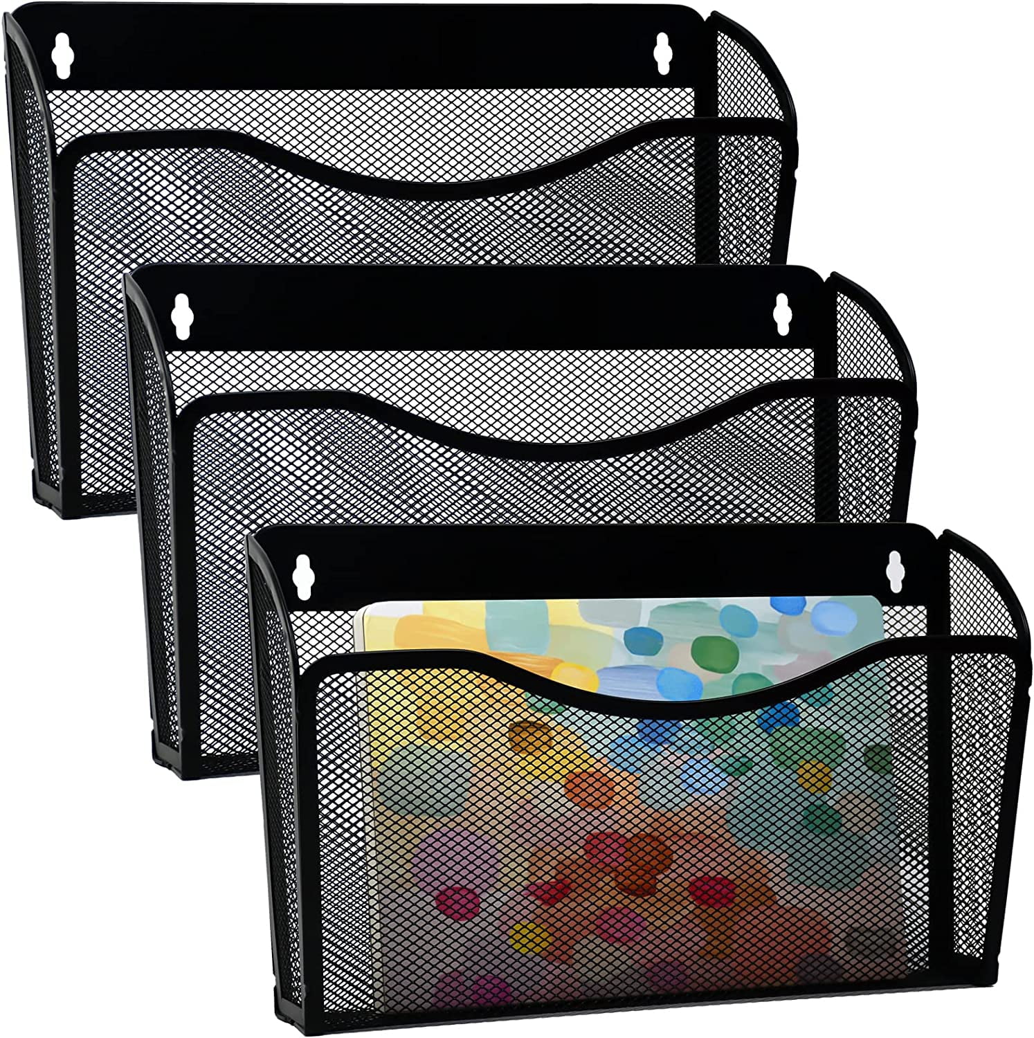 Torubia Single Letter Vertical Sorter, Metal 3 Pockets Hanging File ...