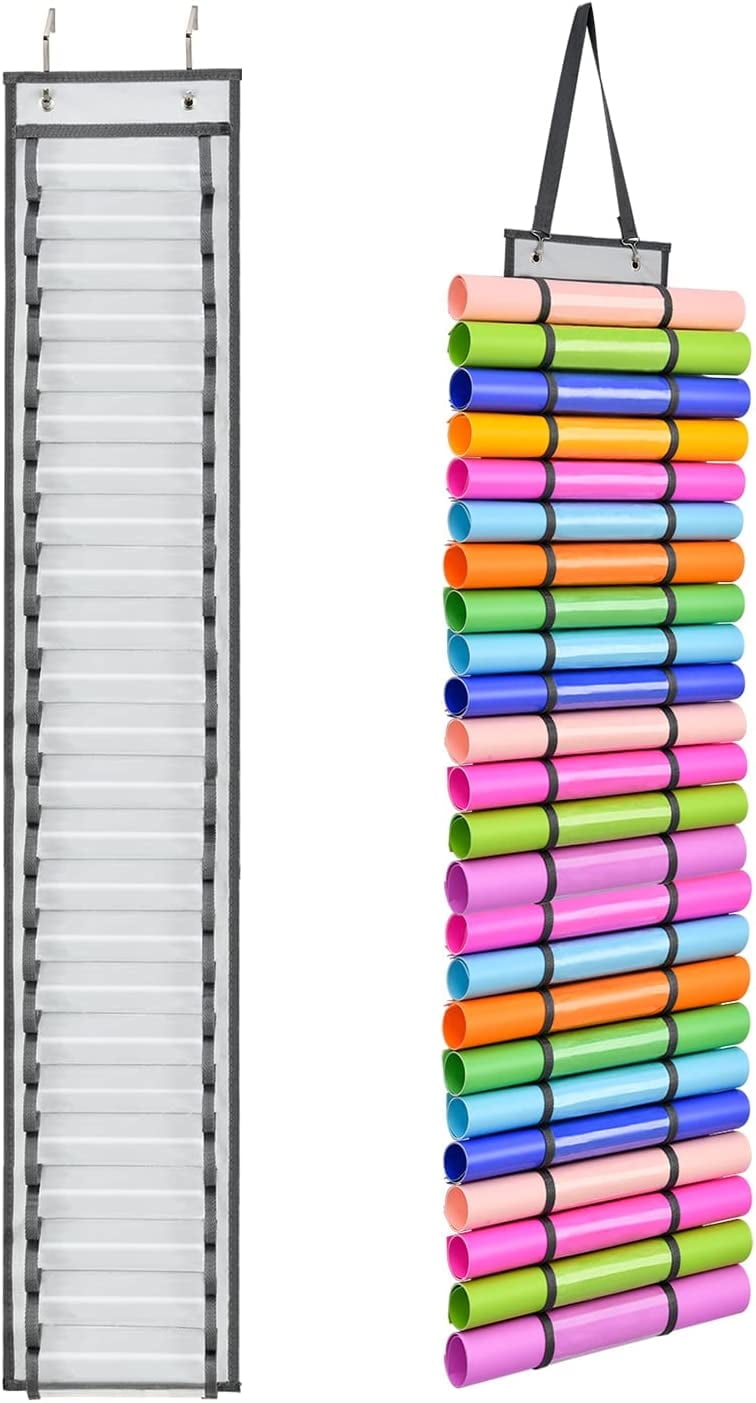 GIXUSIL Roll Holder, 24 Compartments Hanging Vinyl Storage Organizer ...