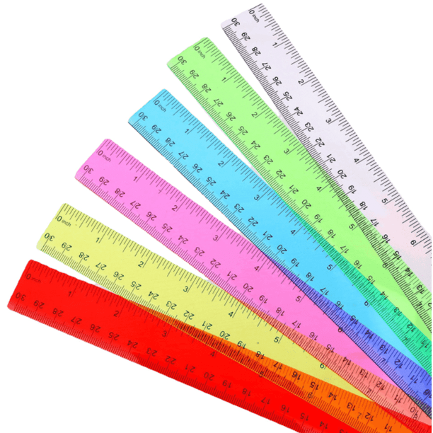 Torubia Rulers 12Inch, 7Pcs, Assorted Colors, Ruler with Centimeters ...