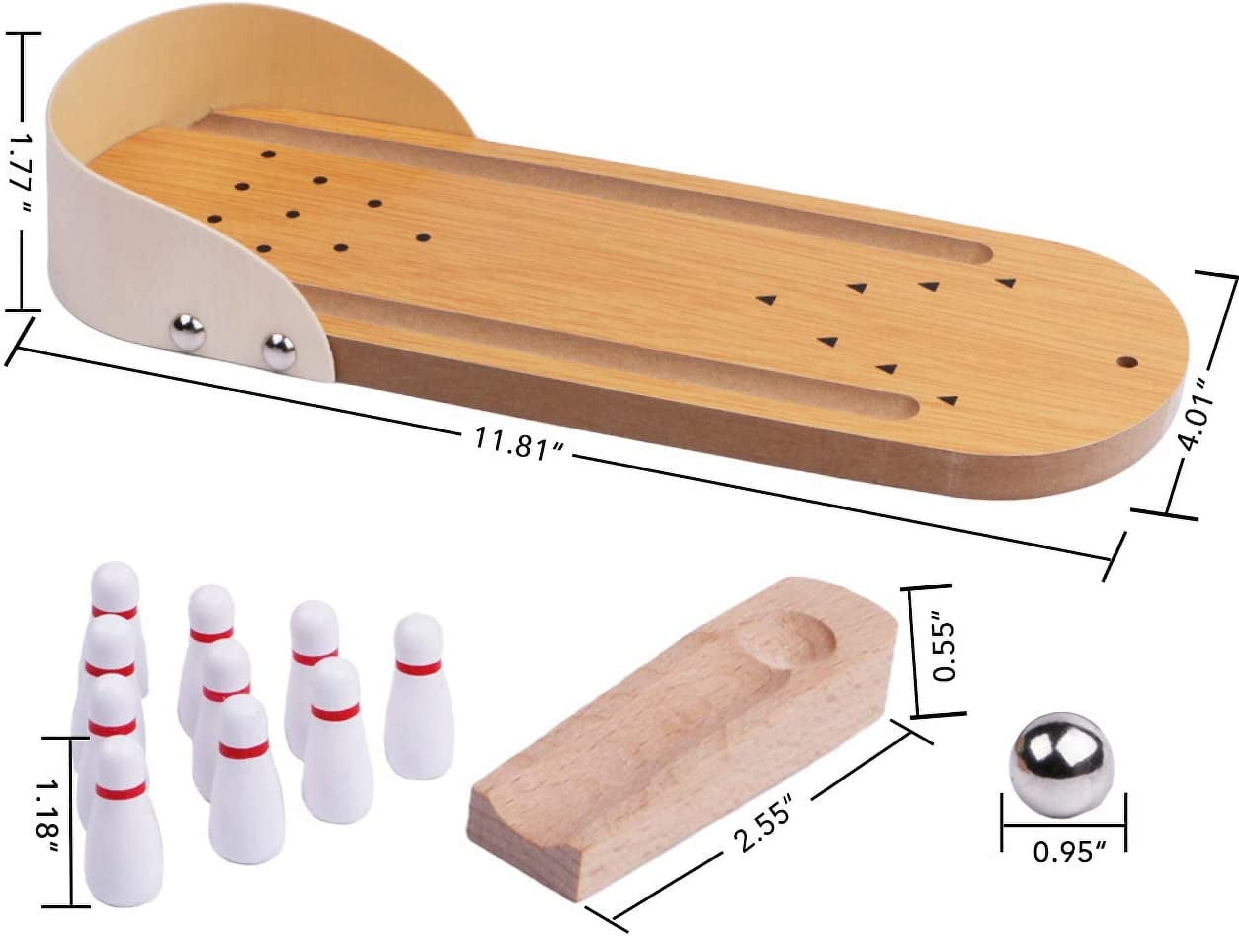 Torubia Mini Bowling Game Set - Tabletop Wooden Board Arcade, Stress ...