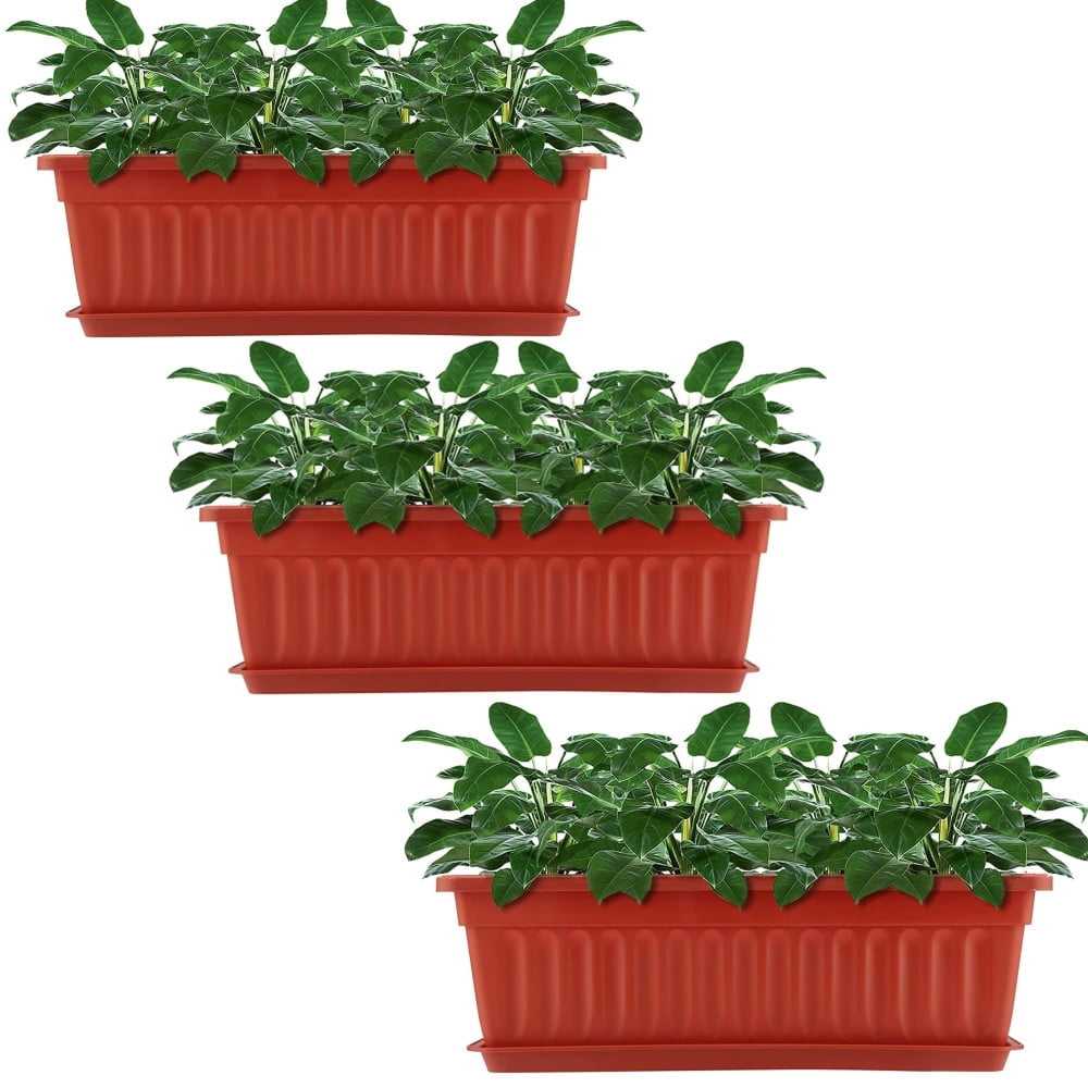 GIXUSIL Window Box Planter, 3Pcs Plastic Vegetable Flower Planters ...