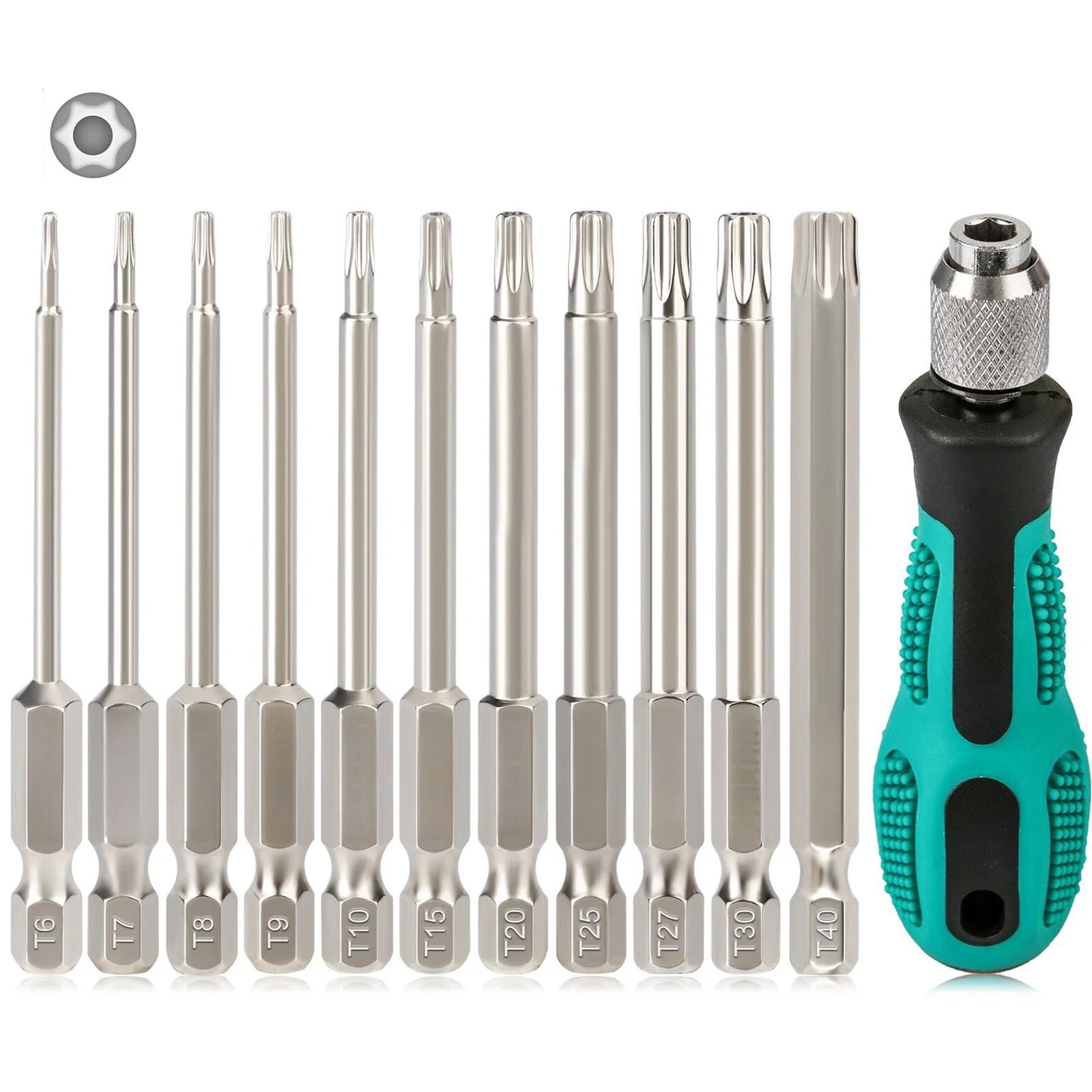 Torx Bit Set, 1/4" Torque Security Bit Set Hex Allen Power Bit Set Hex ...