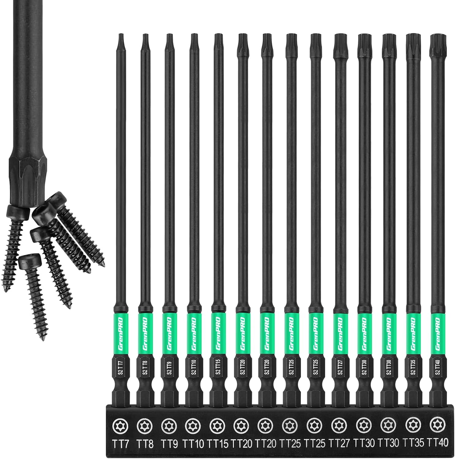 Torx Bit Set - 14pc Impact Driver Bit Set, Magnetic & Long Reach (t7 ...