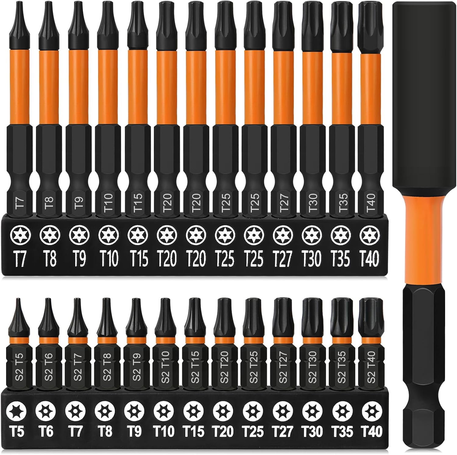 Tonsiki 27pcs Torx Bit Set (T7-T40), Security Star Bit Set with Magnetic Holder - Walmart.com
