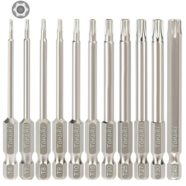 Torx Bit Set,Tonsiki 11pcs Tamper Proof Security Torx Bits,3'' Long Magnetic Torx Screwdriver ...