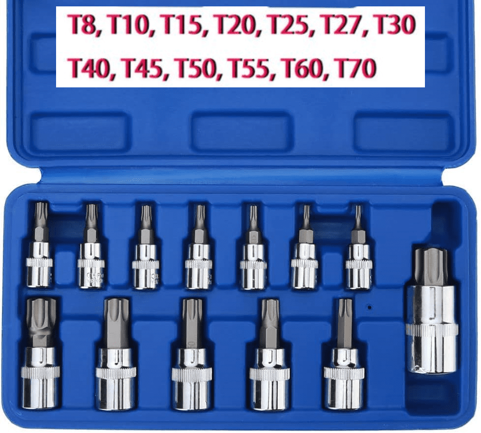 Torx Bit Socket Set 13pcs 3/8" Dr. T8 - T70 E Star Premium S2 Alloy Steel Cr-V Steel Star Socket ...